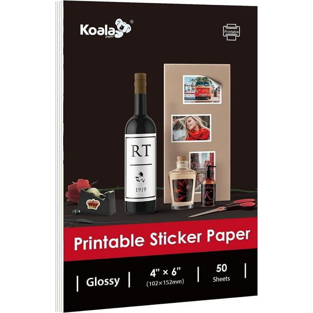 Koala Glossy Sticker Paper for Inkjet Printer, White Adhesive Photo ...