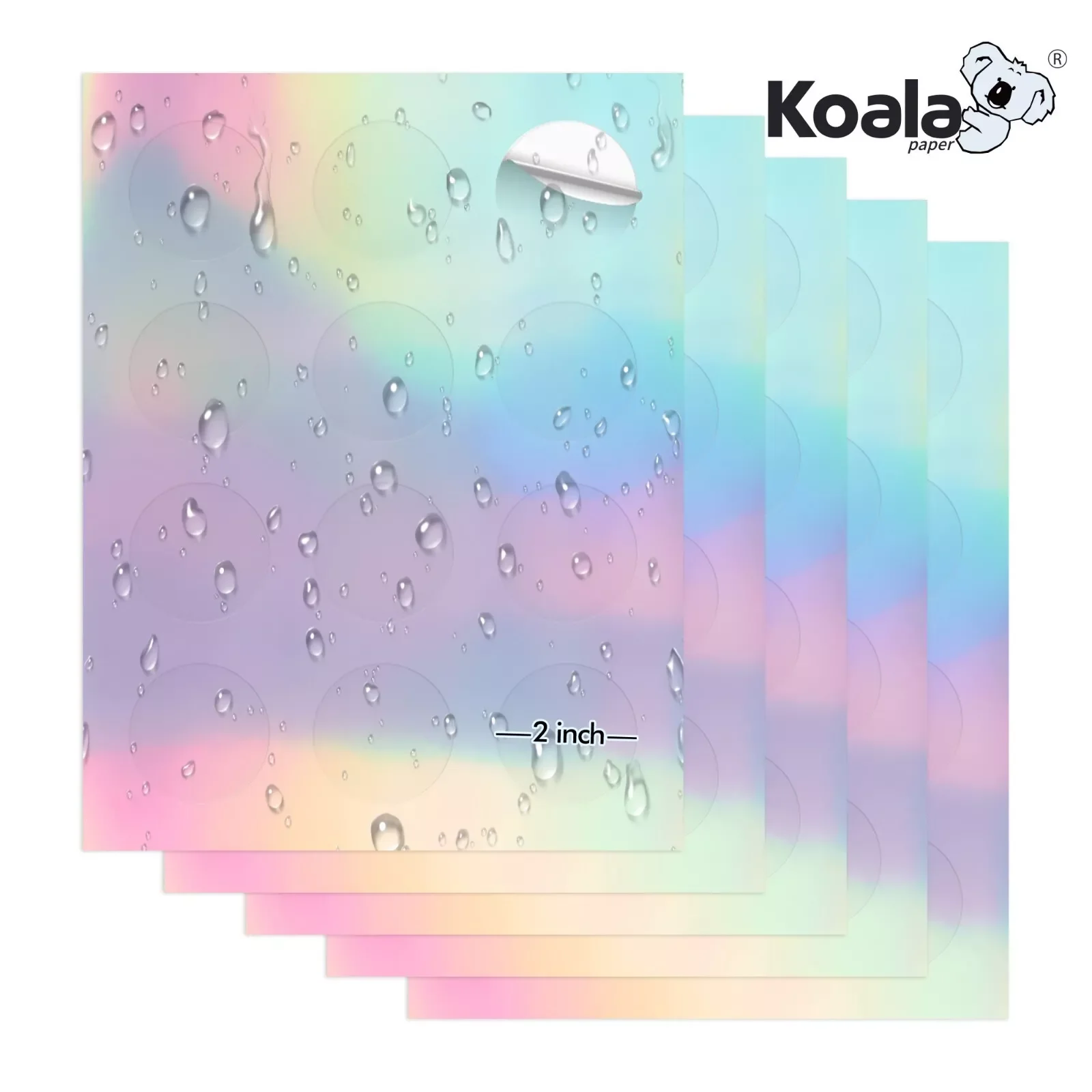Koala Printable Round Labels, 2 Inch, 60 Labels, Holographic Waterproof ...