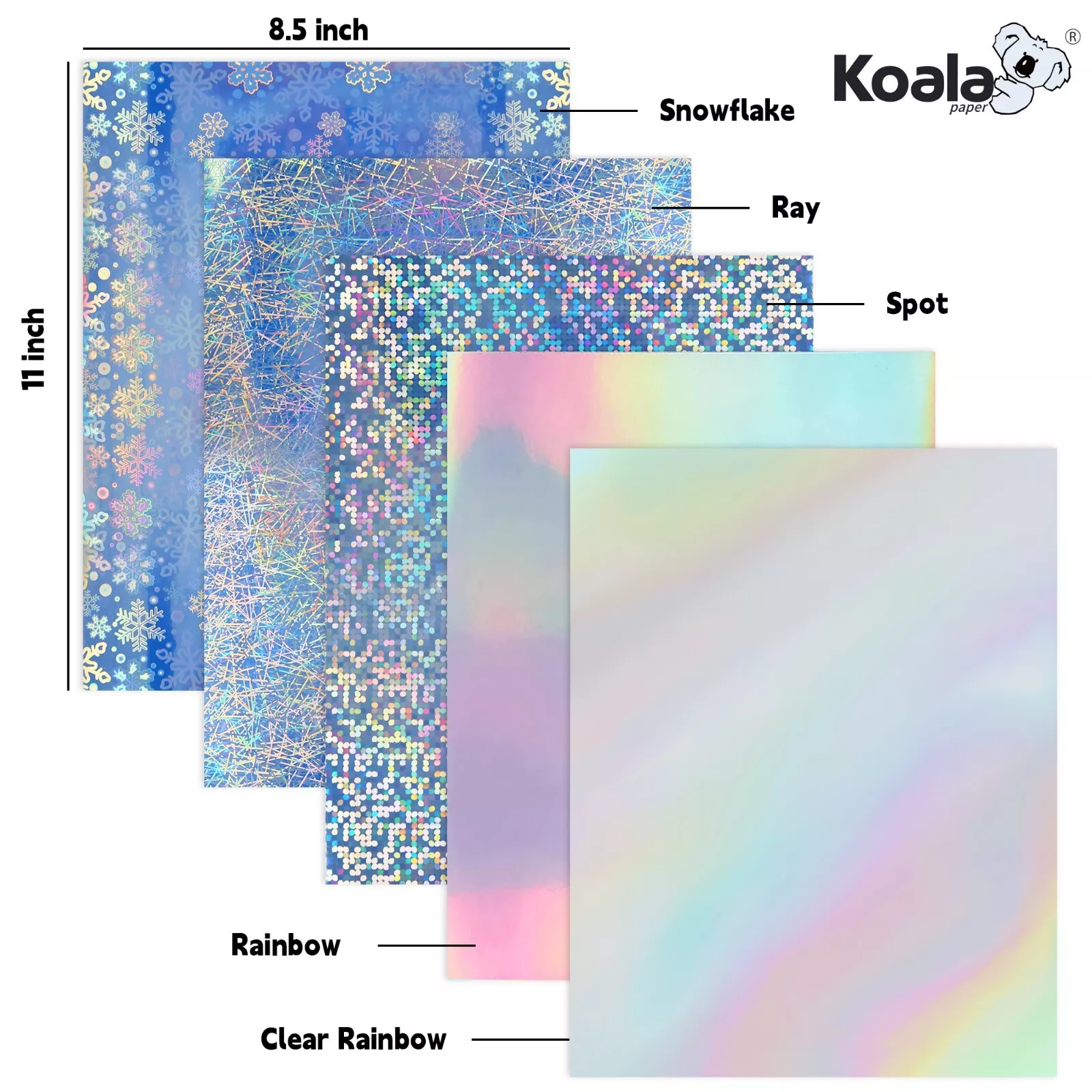Koala Holographic Sticker Paper for Inkjet + Laser Printers, 20 Sheets ...