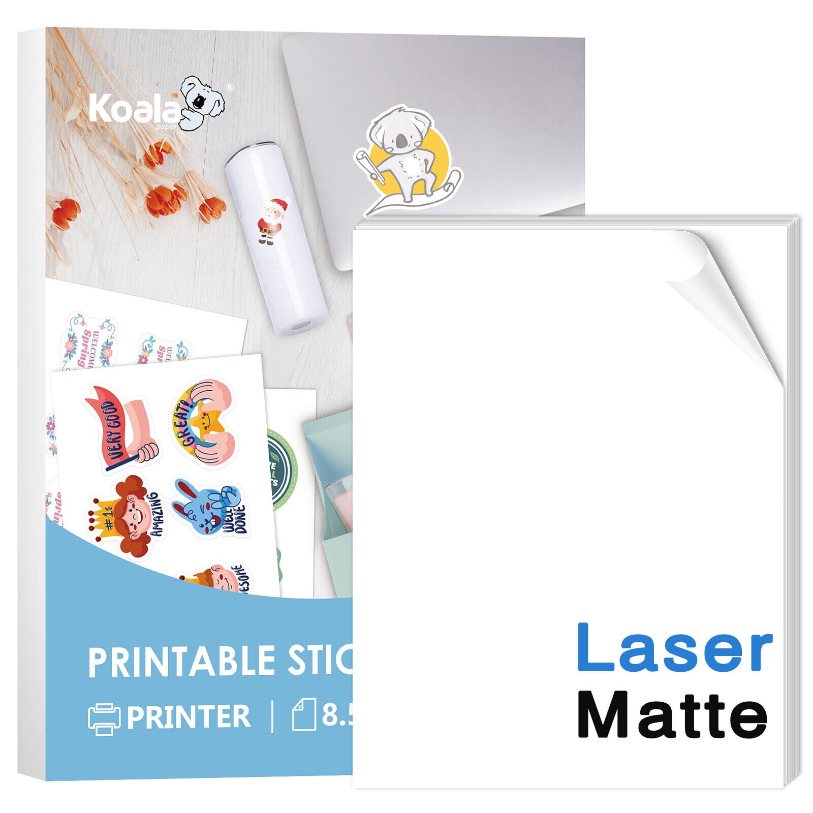 Koala LASER Printable Vinyl Sticker Paper Waterproof Matte White Full ...
