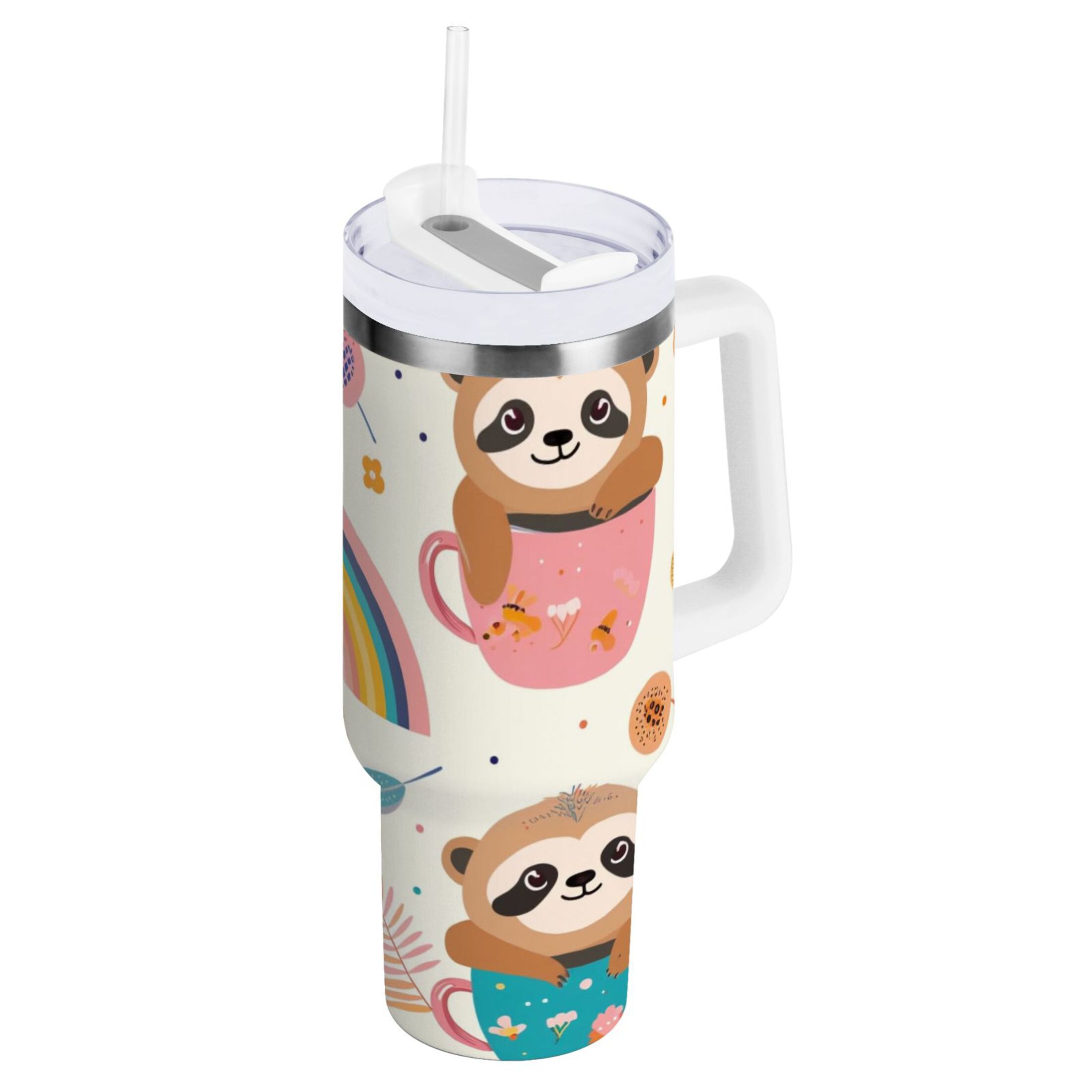 Koala Leaf Rainbow Cup 30 oz Tumbler with Handle and Straw Lid Vacuum ...