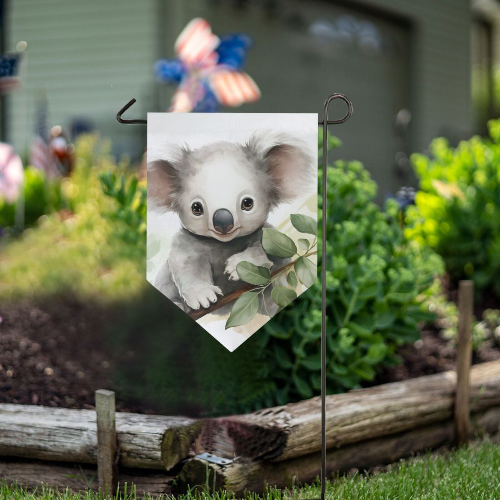 Koala Leaves Gray Garden Flag 18" x 12.5" Double Sided Yard Lawn ...
