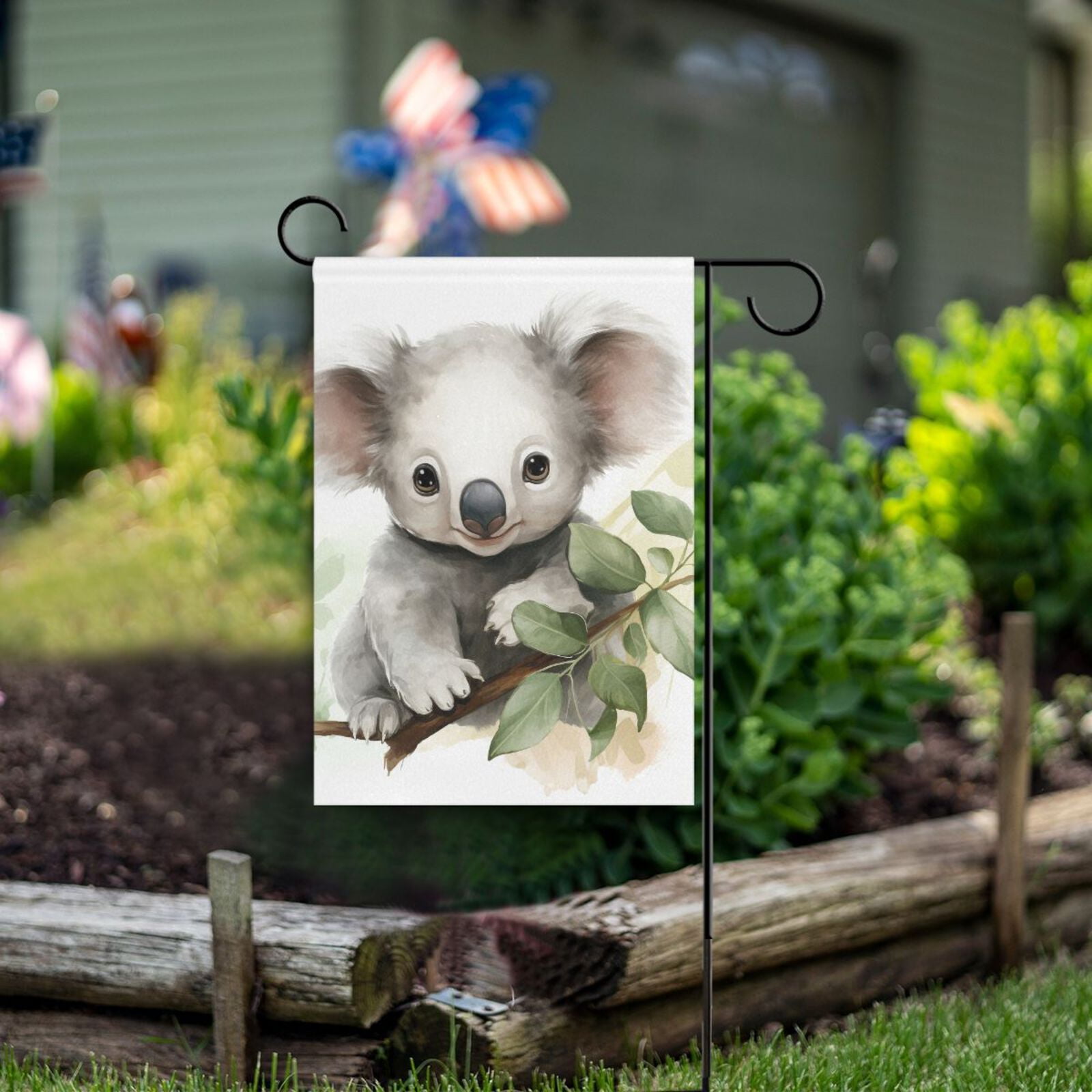 Koala Leaves Gray Garden Flag Double Sided Outdoor Banners for ...
