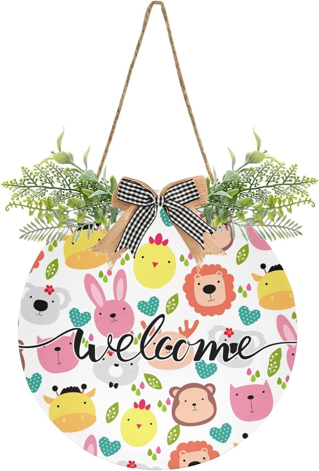 Koala Lion Giraffe Heart Welcome Sign Farmhouse Front Porch Door ...