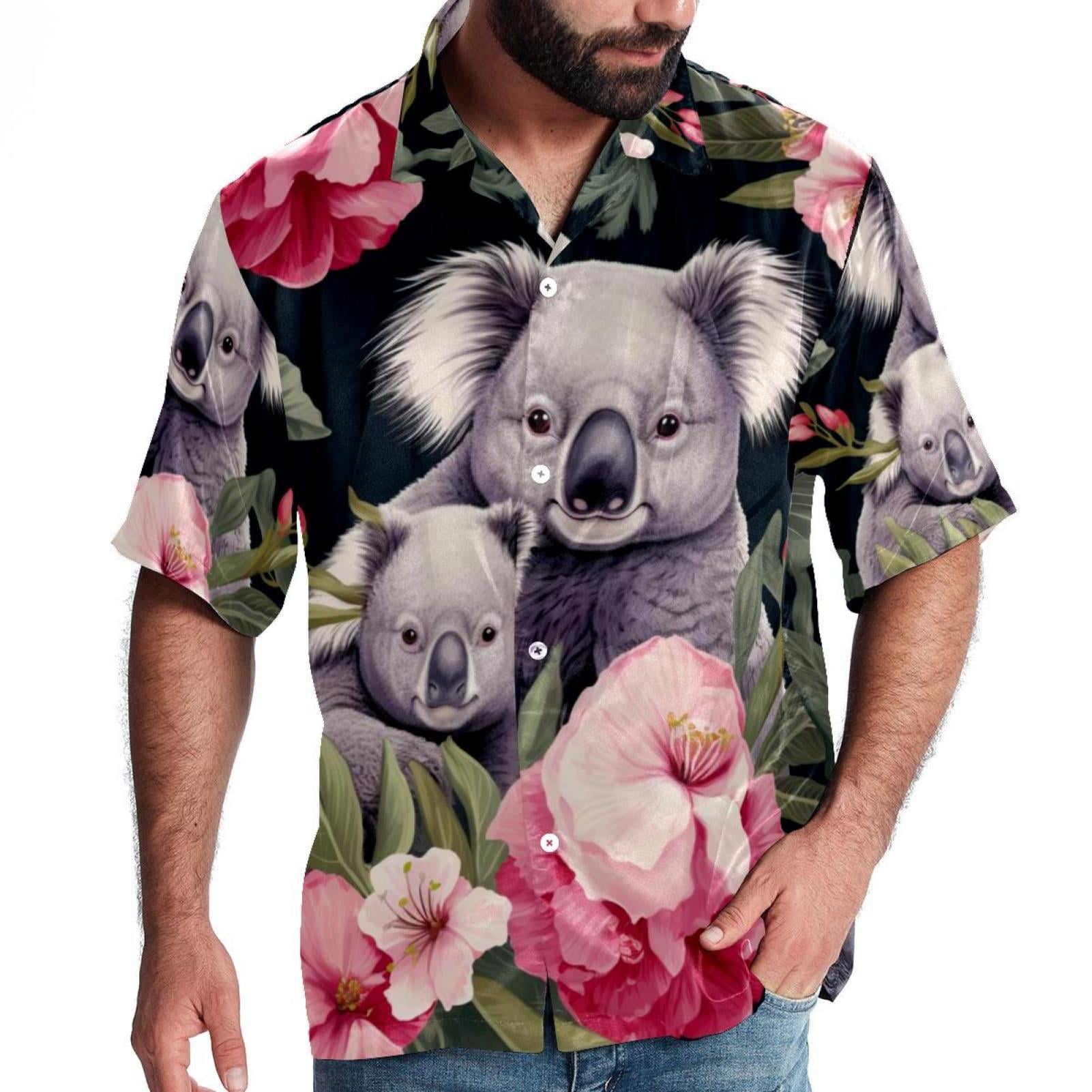 Koala Men's Short Sleeve Button Down Hawaiian Shirts for Summer Beach ...