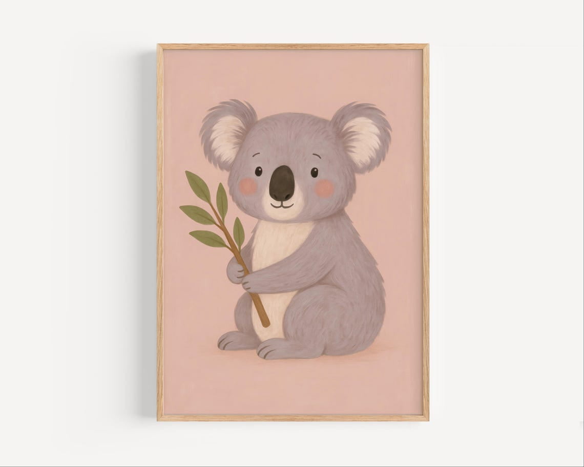 Koala Nursery Wall Art, Cute Animal, Baby Room Decor, , Eucalyptus ...