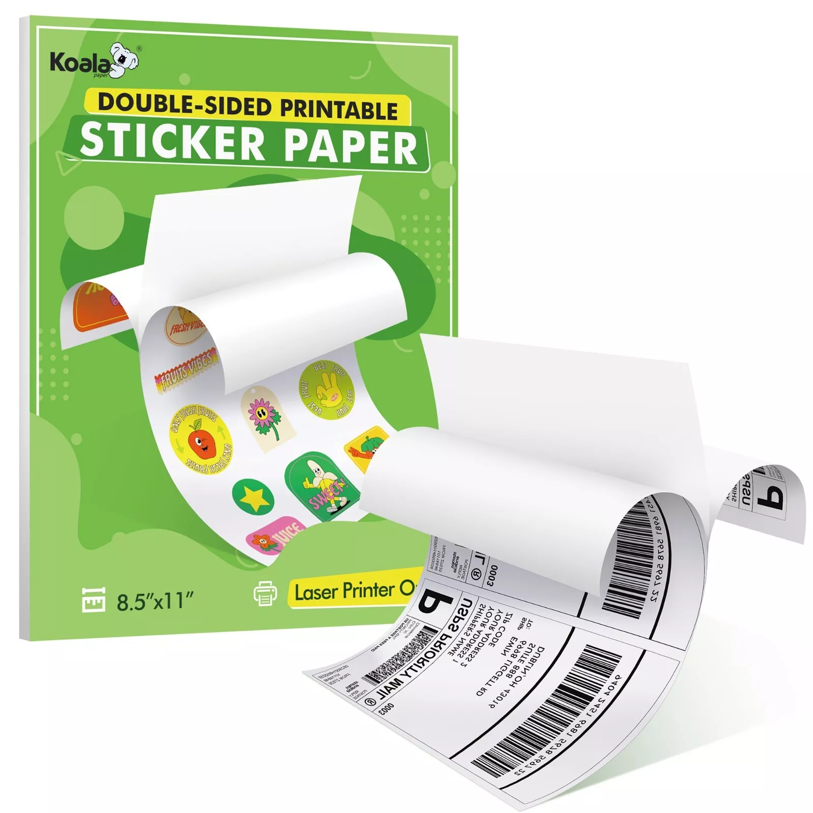 Koala Paper Laser Printer Labels, 8.5" x 11", White, 100 Count, Full ...