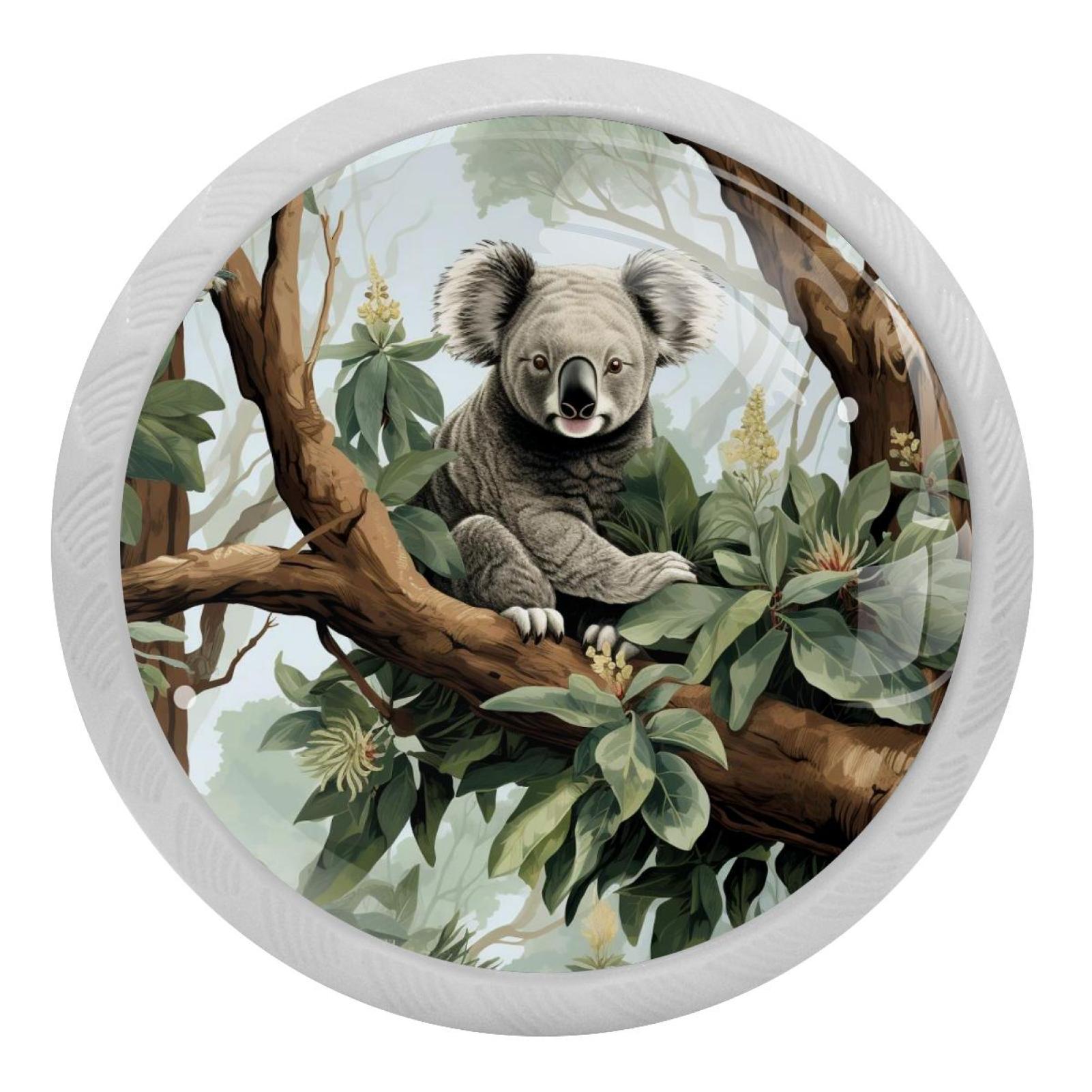 Koala Pattern 4PCS Cabinet Knobs Pulls Fluorescent Drawer Handle ...