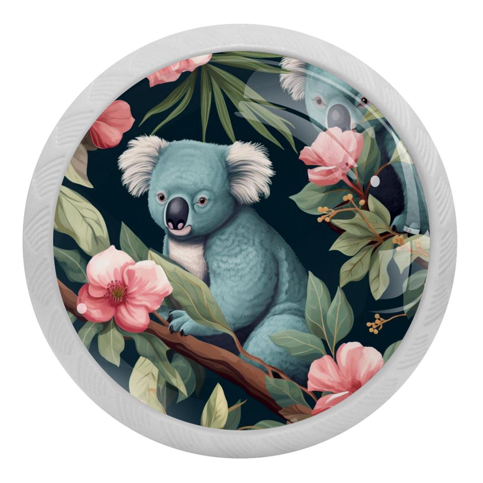 Koala Pattern 4PCS Cabinet Knobs Pulls Fluorescent Drawer Handle ...