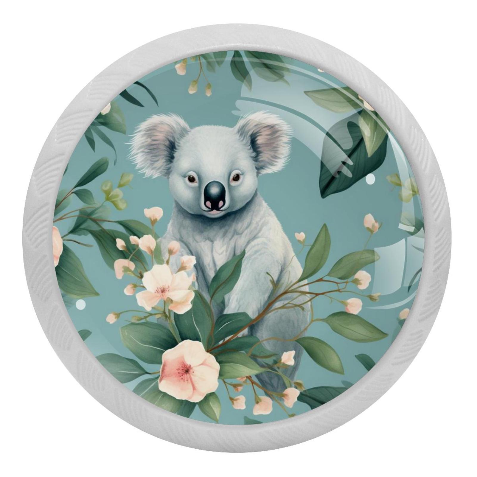 Koala Pattern 4PCS Cabinet Knobs Pulls Fluorescent Drawer Handle ...