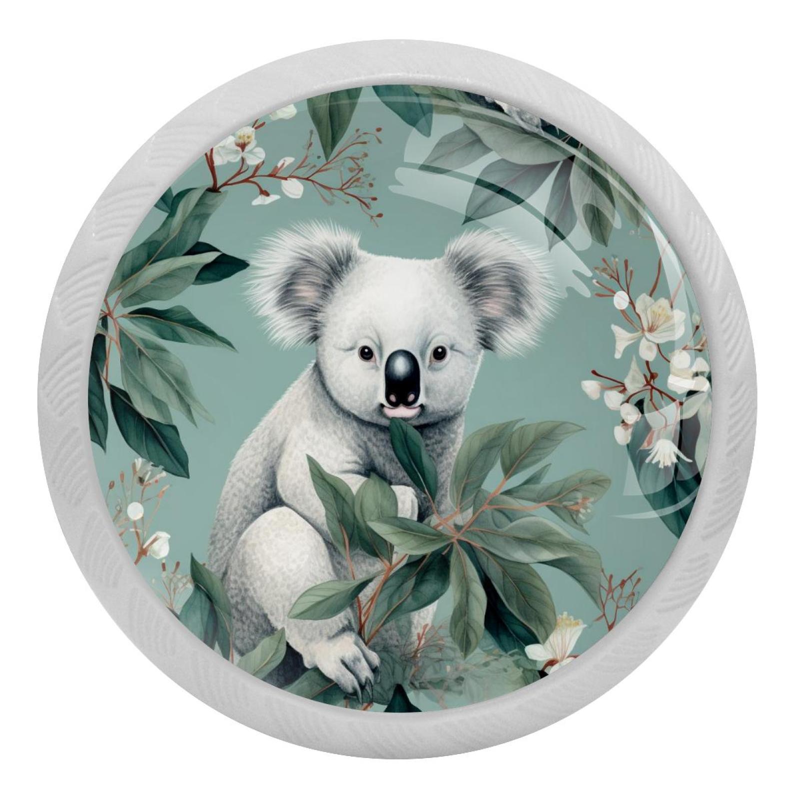 Koala Pattern 4PCS Cabinet Knobs Pulls Fluorescent Drawer Handle ...