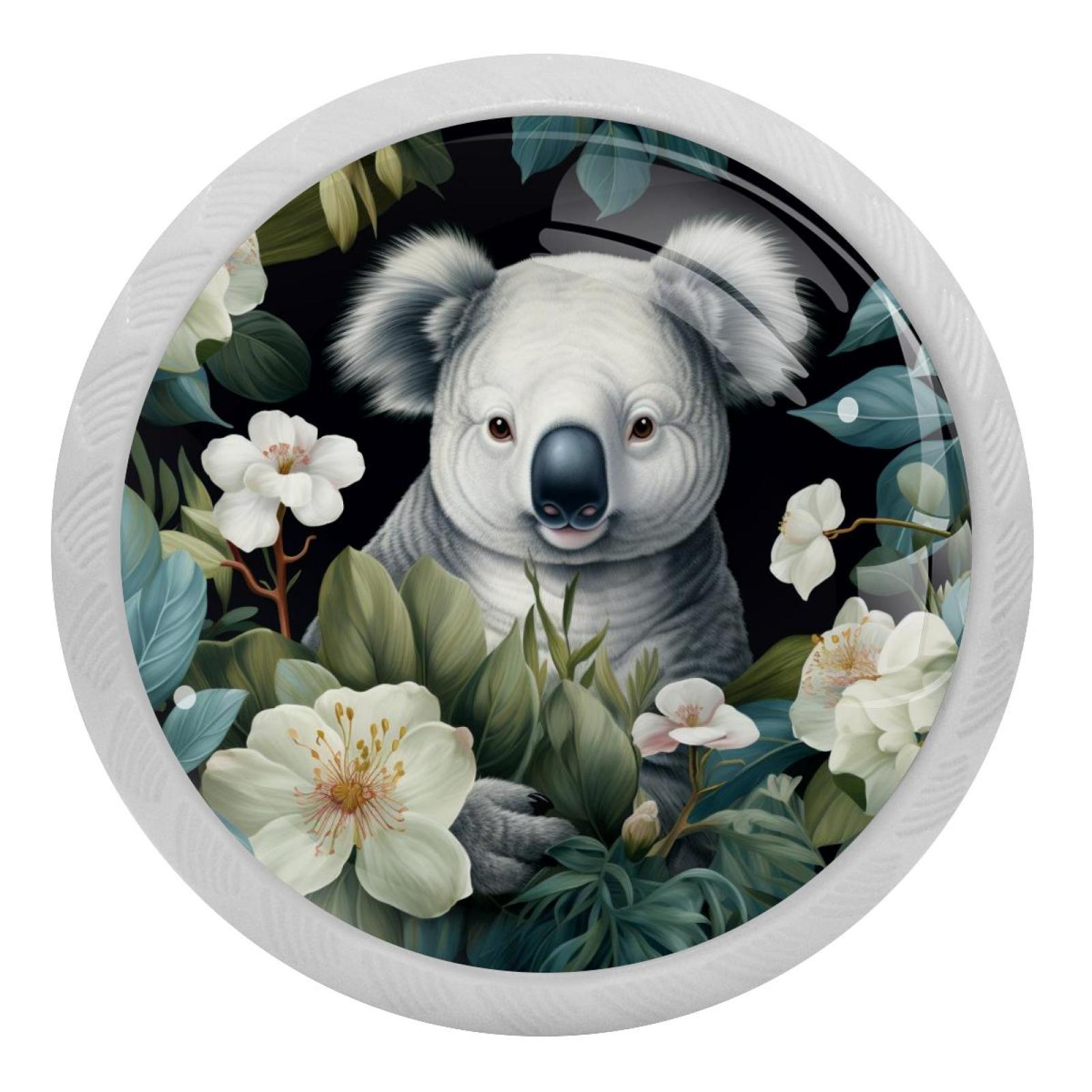 Koala Pattern 4PCS Cabinet Knobs Pulls Fluorescent Drawer Handle ...