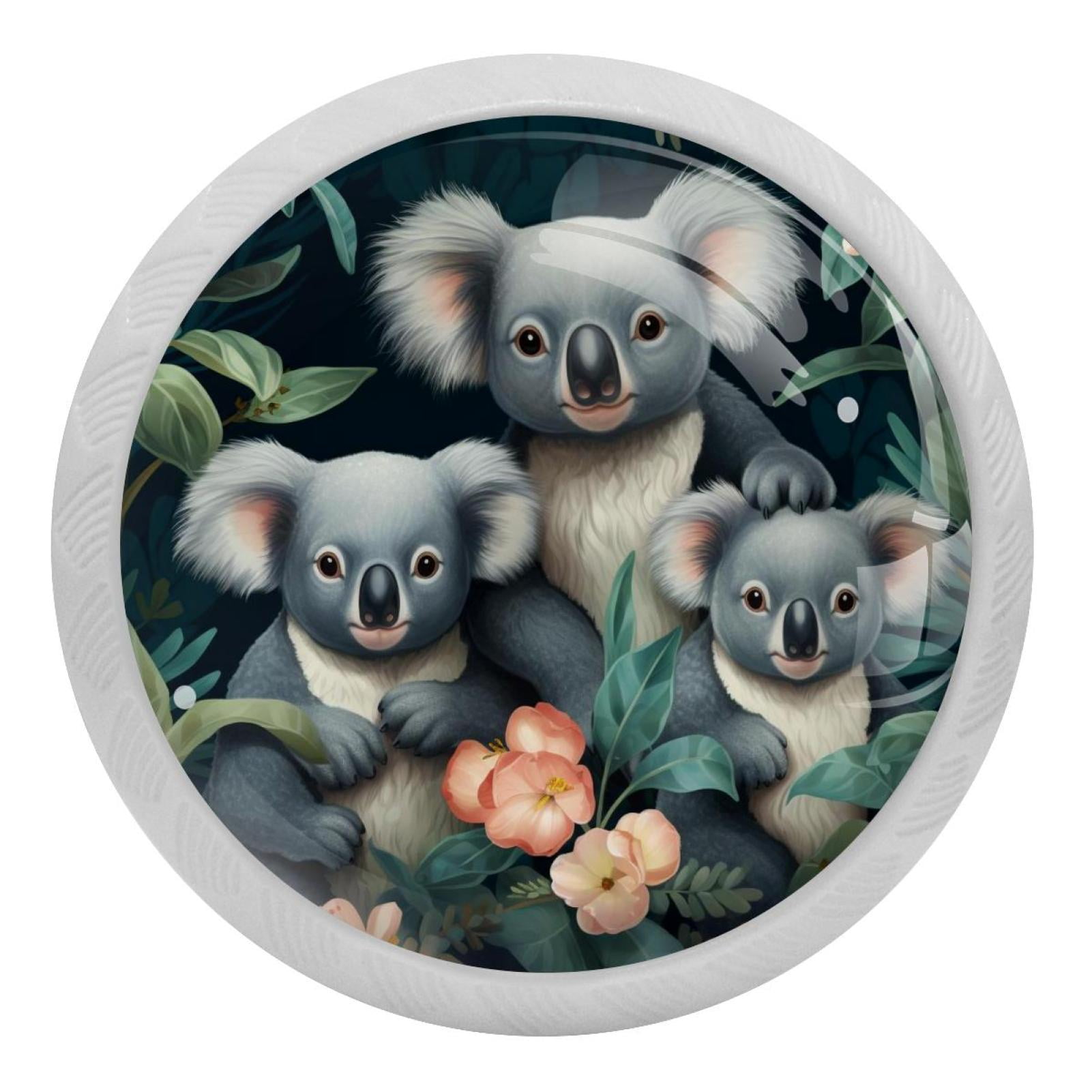 Koala Pattern 4PCS Cabinet Knobs Pulls Fluorescent Drawer Handle ...