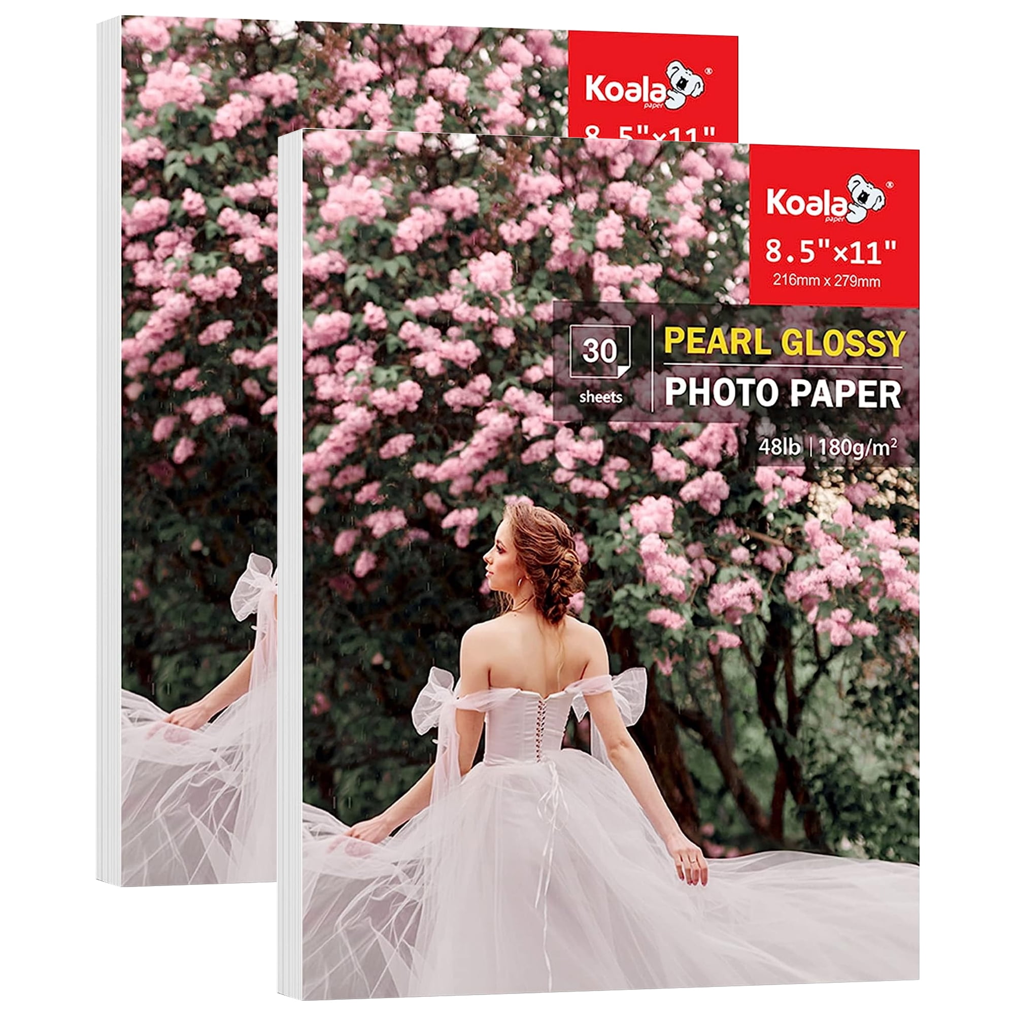 Koala Premium Photo Paper 8.5X11 Inches Pearl Glossy 48lb 180gsm 10Mil 60 Sheets for Inkjet and ...