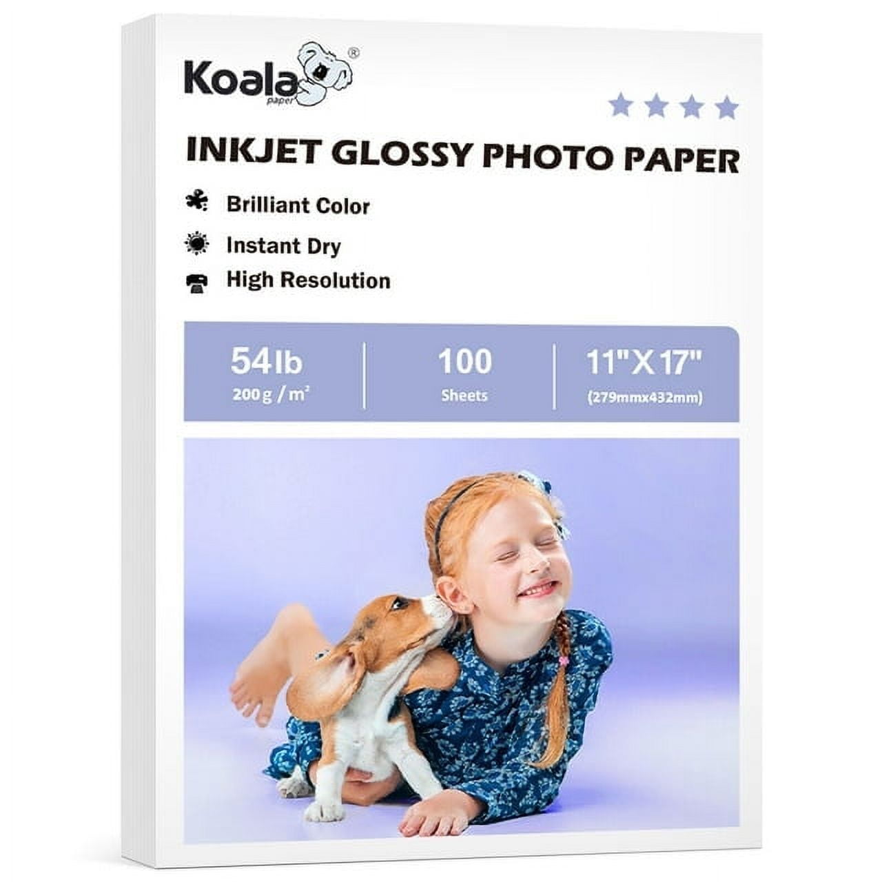 Koala Photo Paper 11x17 Glossy 54lb 200gsm 11Mil Premium Picture Paper ...