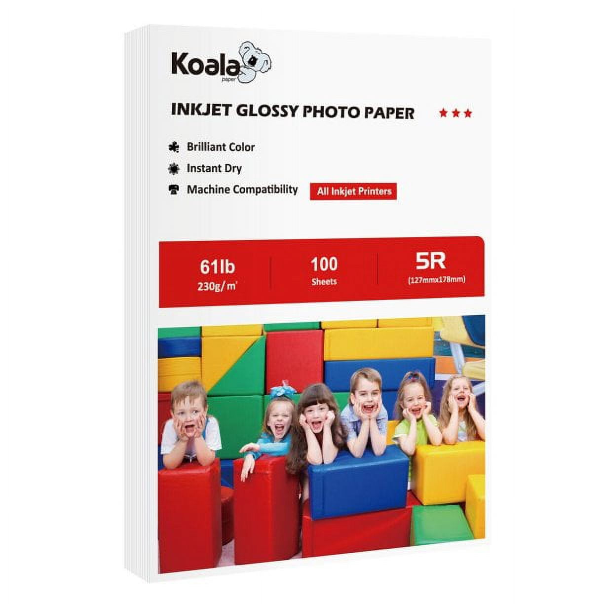 Koala Premium Glossy Photo Paper 5x7 100 Sheets, 61lb Heavyweight ...