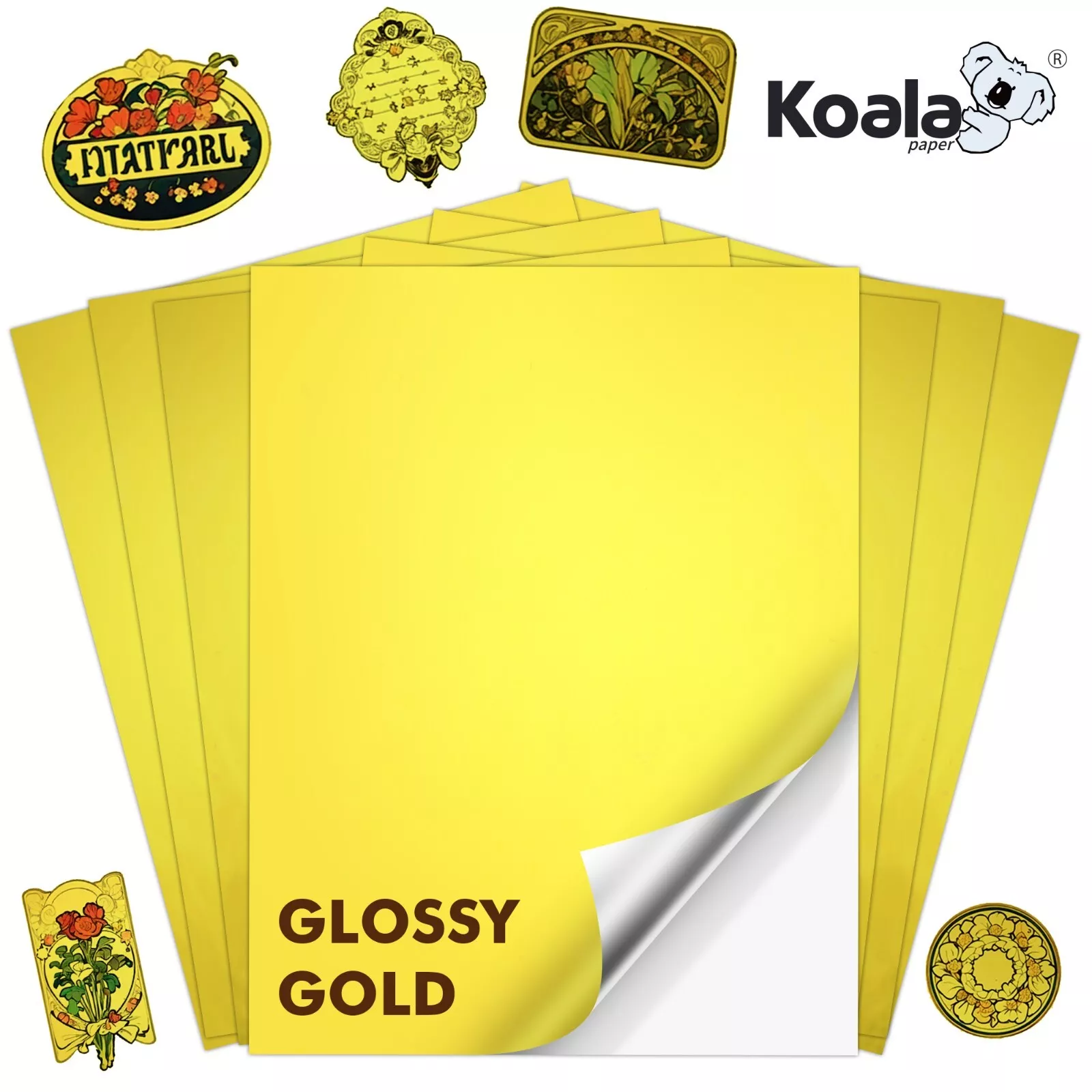 Koala Printable Vinyl Sticker Paper for Inkjet Laser Printers, Glossy ...