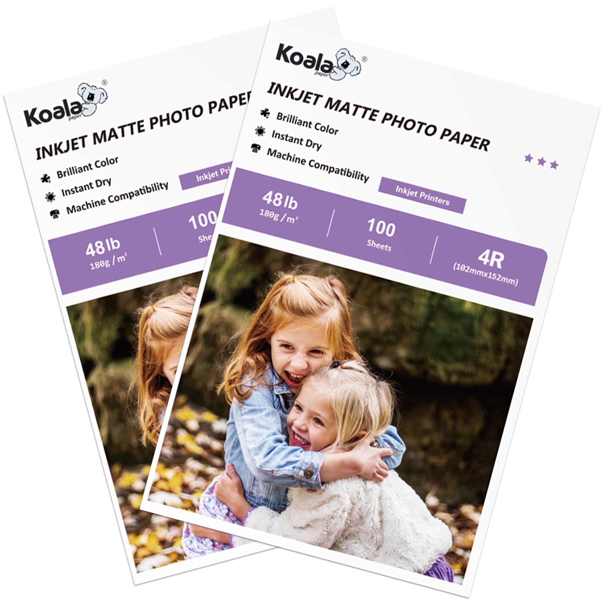 Koala Premium Matte Photo Paper 4x6 inch Bulk 200 Sheets,48lb / 180gsm ...