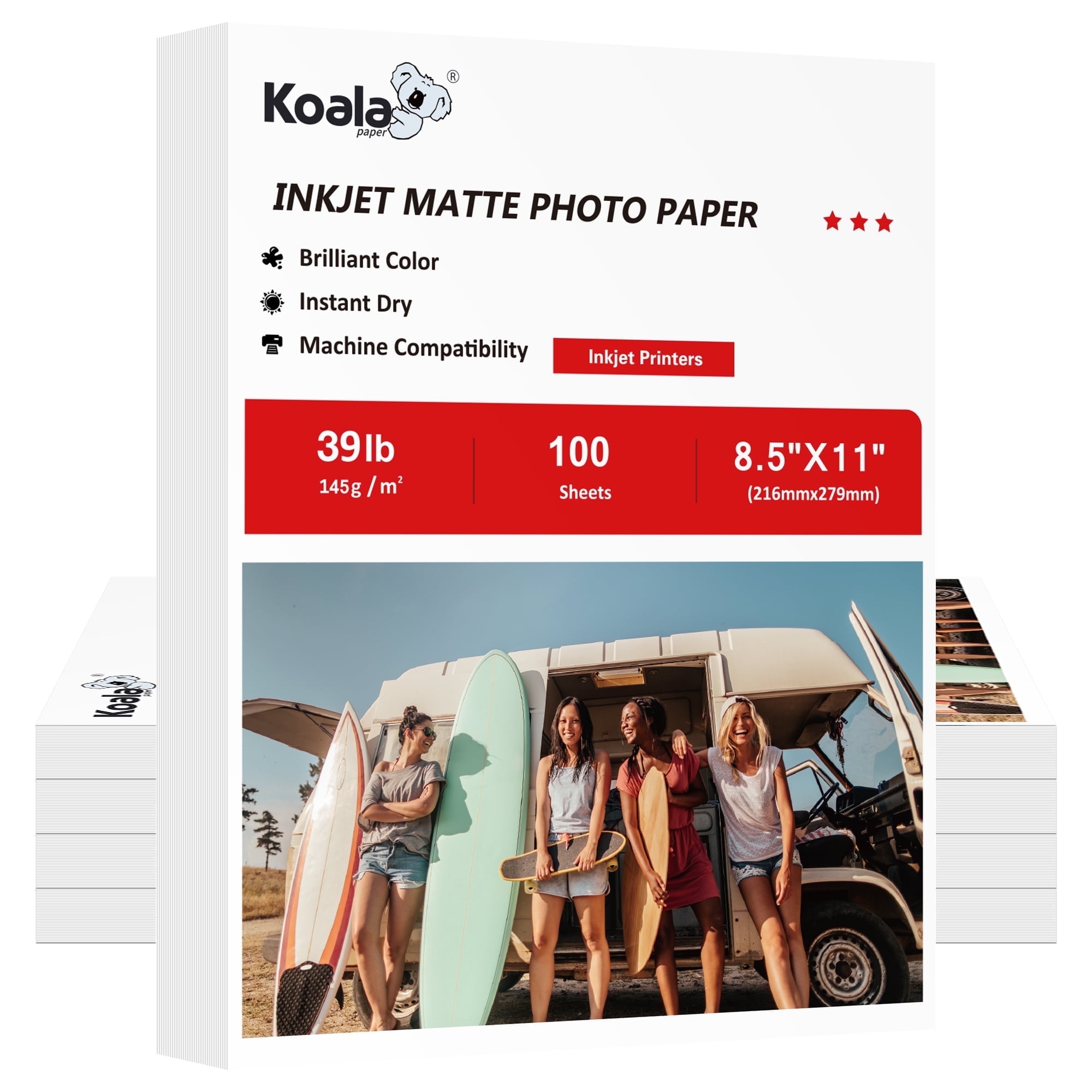 Koala Premium Photo Paper Matte,8.5x11 inch,300 Sheets,39lb 145gsm ...