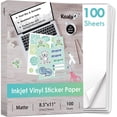 KOALA Printable Vinyl Sticker Paper, 8.5x11 Inch, 100 Sheets, Matte ...