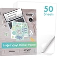 Koala Printable Vinyl Sticker Paper 8.5x11 inch for Inkjet Printers ...