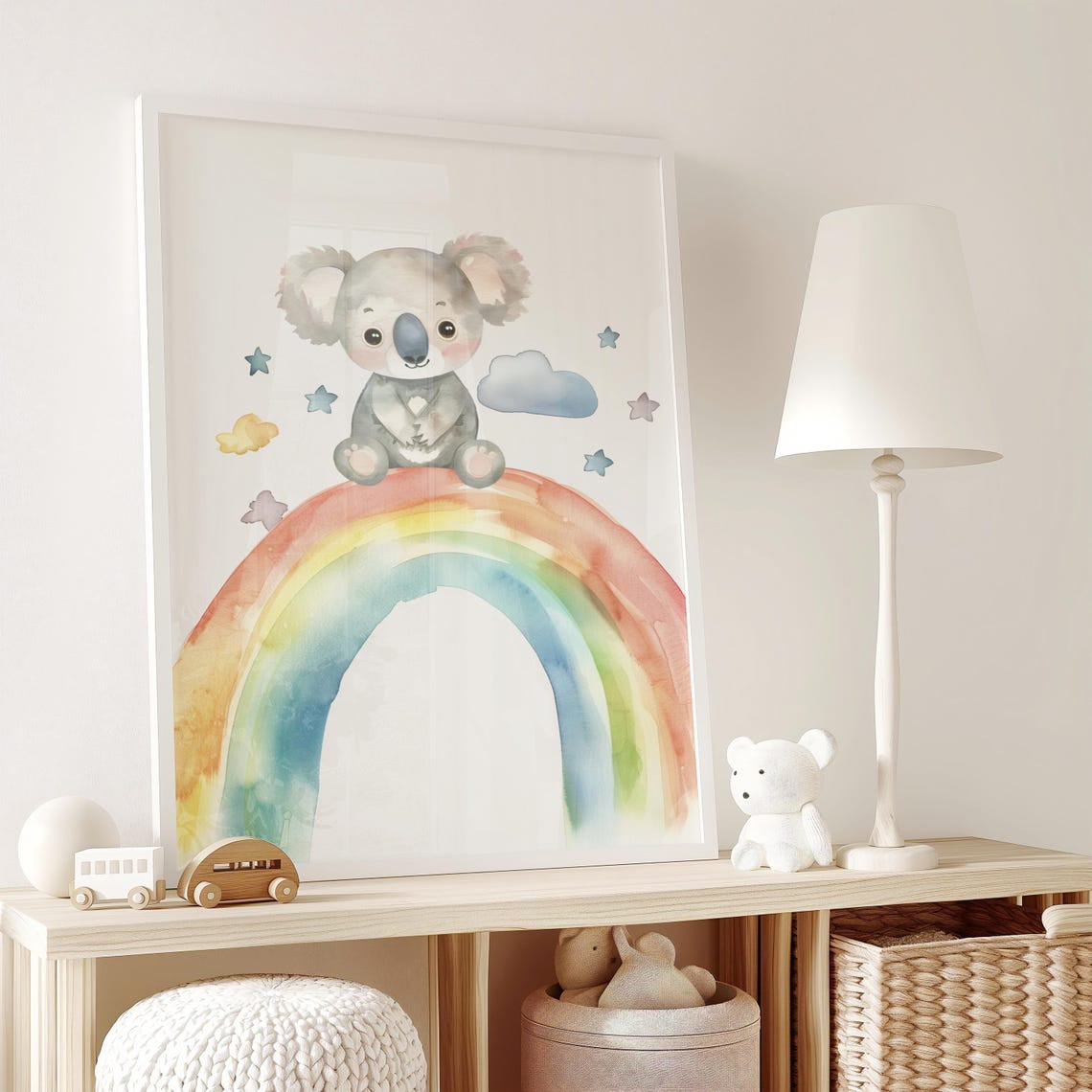 Koala Rainbow Nursery Decor, Cute Baby Koala Bear Kids Room Wall Art ...