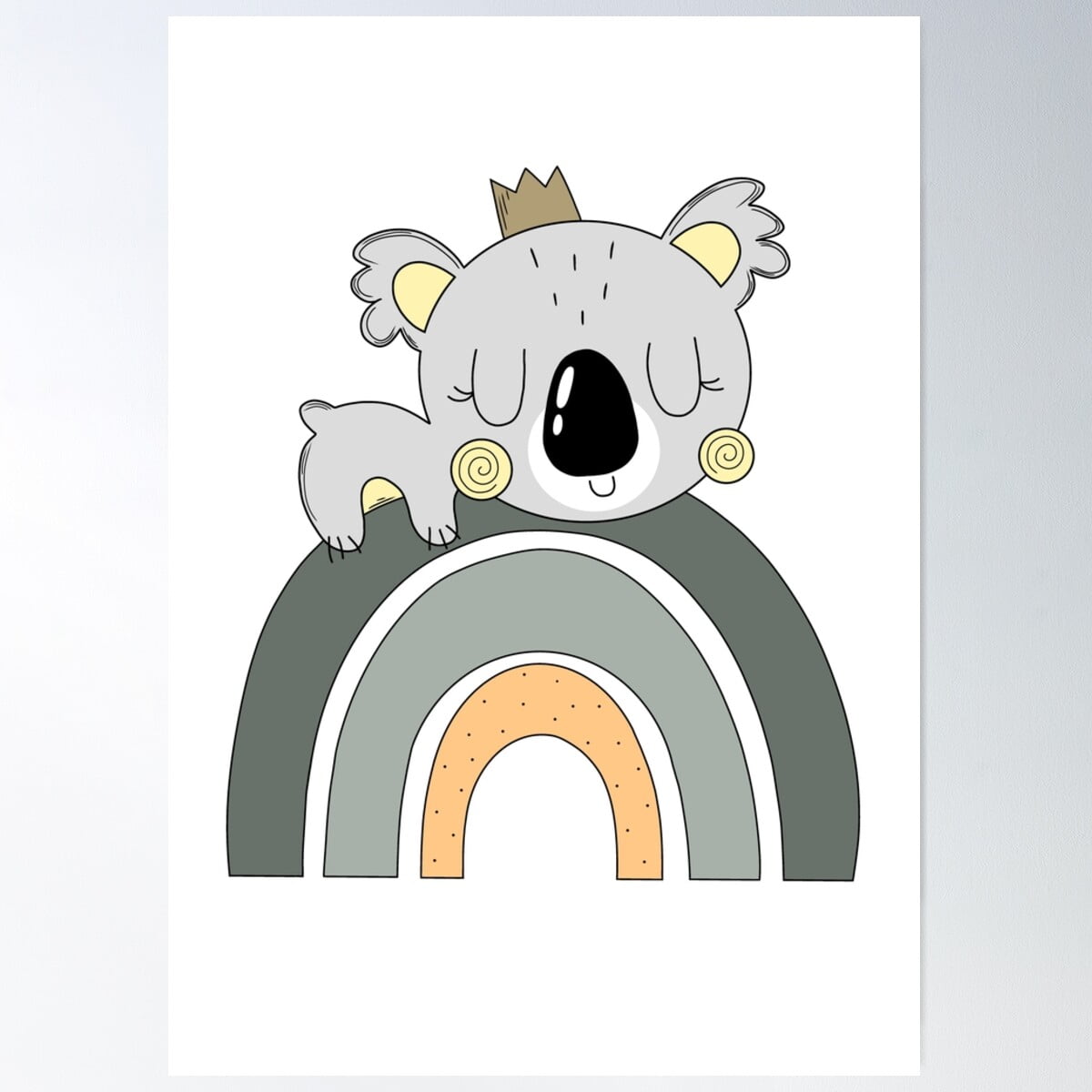Koala Rainbow Poster Wall Art, Modern Wall Decor For Living Room ...