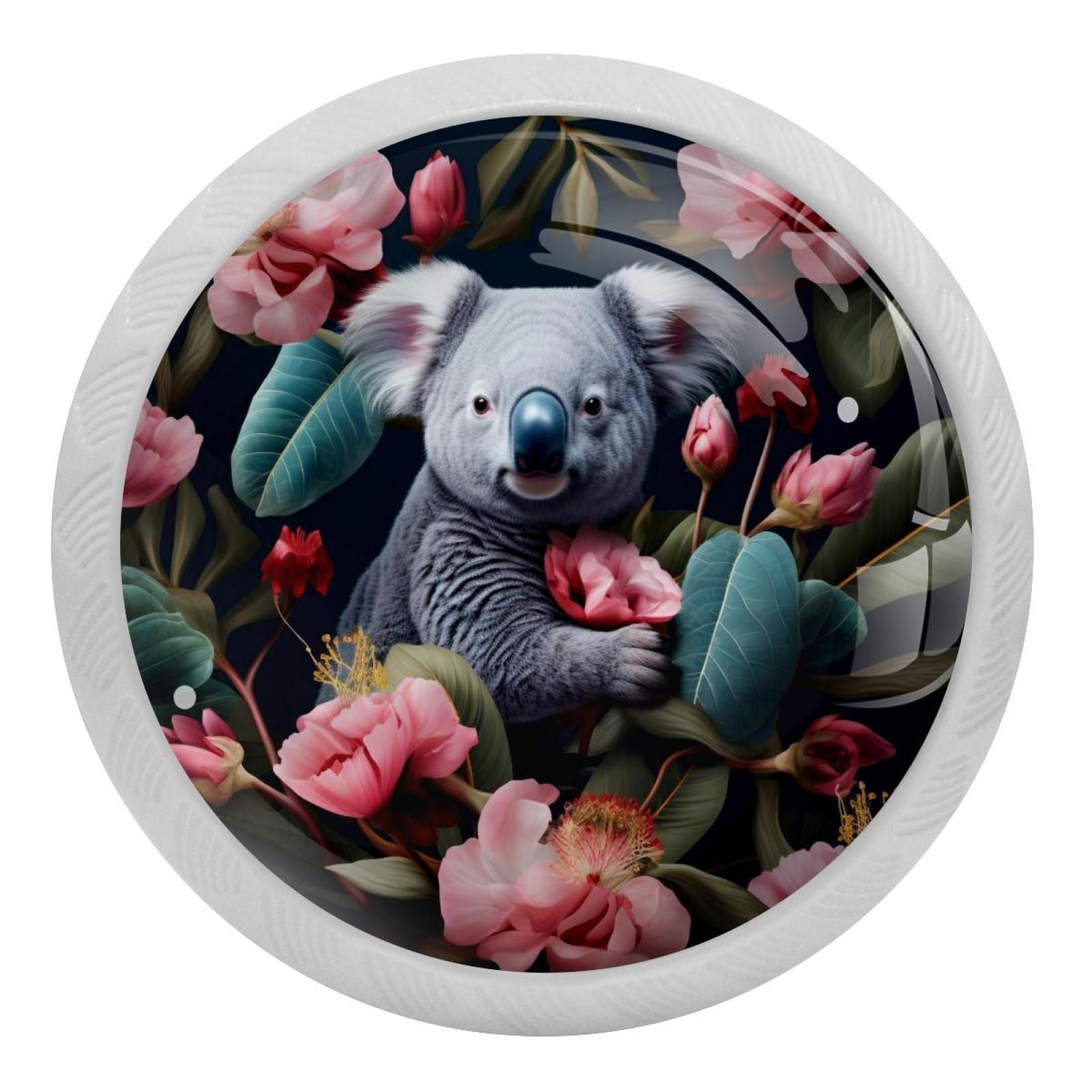 Koala Round Glow-in-the-Dark Cabinet Knobs with Screws - 4 Pack ...