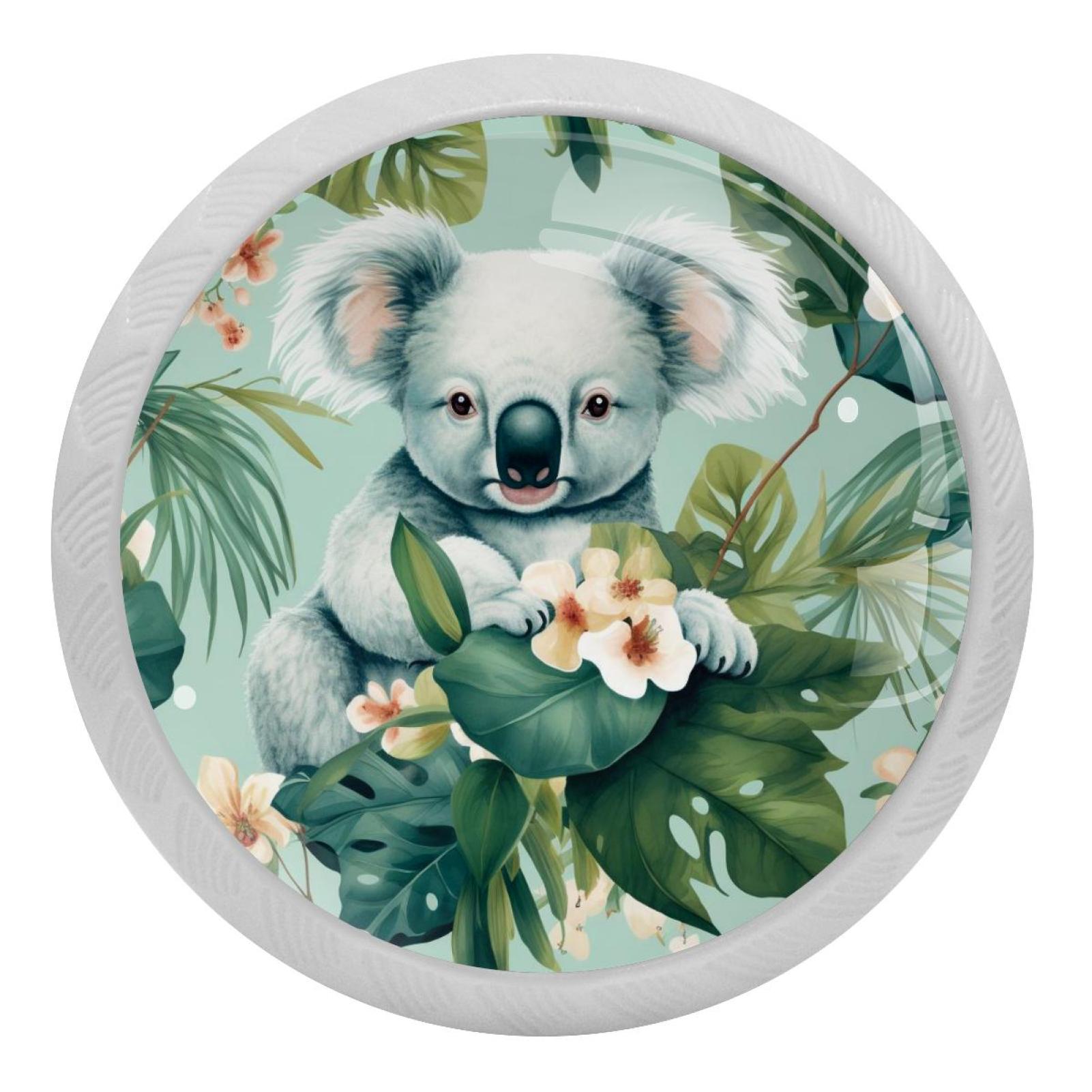 Koala Round Glow-in-the-Dark Cabinet Knobs with Screws - 4 Pack ...