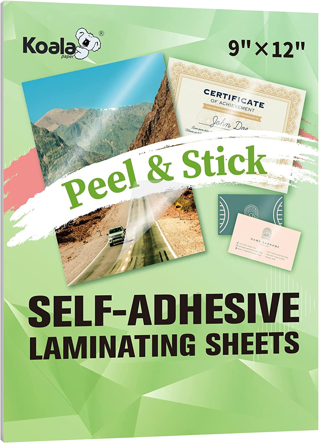 Koala Peel Stick Self-Adhesive Laminating Sheets, 9x12 Inch, Clear, No ...