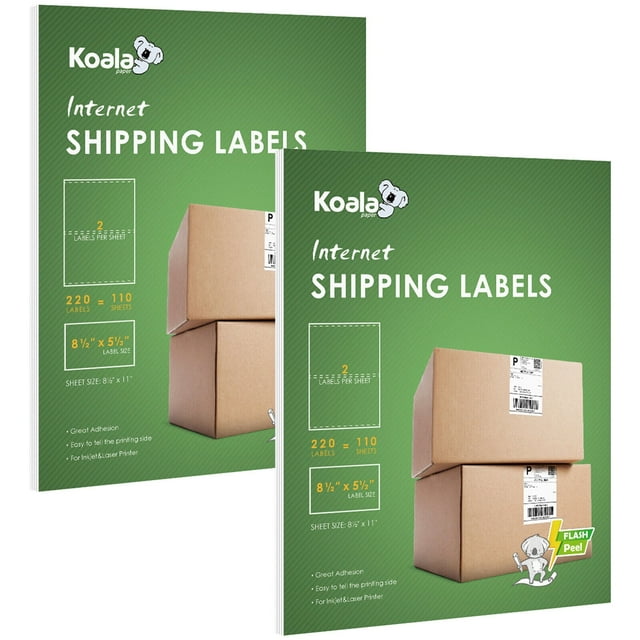 Koala Shipping Label 5.5 x 8.5 In, 440 Half Sheet Shipping Labels 8.5x5 ...