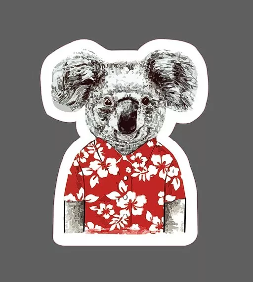 Koala Sticker Hawaiian Button Up Waterproof Sticker Phone Decal Water ...