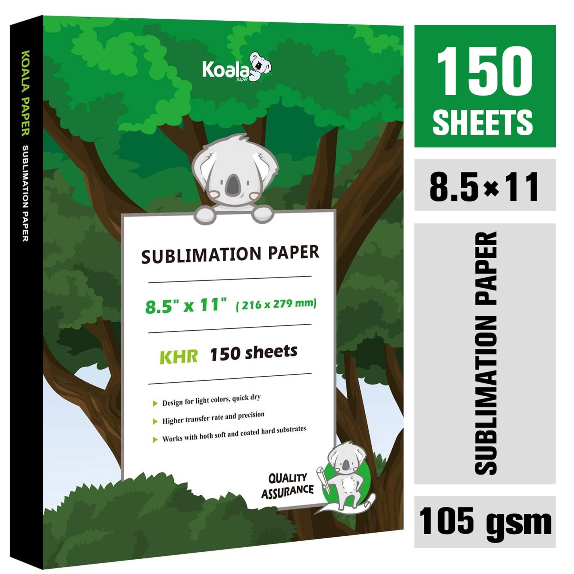 Koala Sublimation Paper, 150 Sheets, 8.5x11, Inkjet Heat Transfer ...