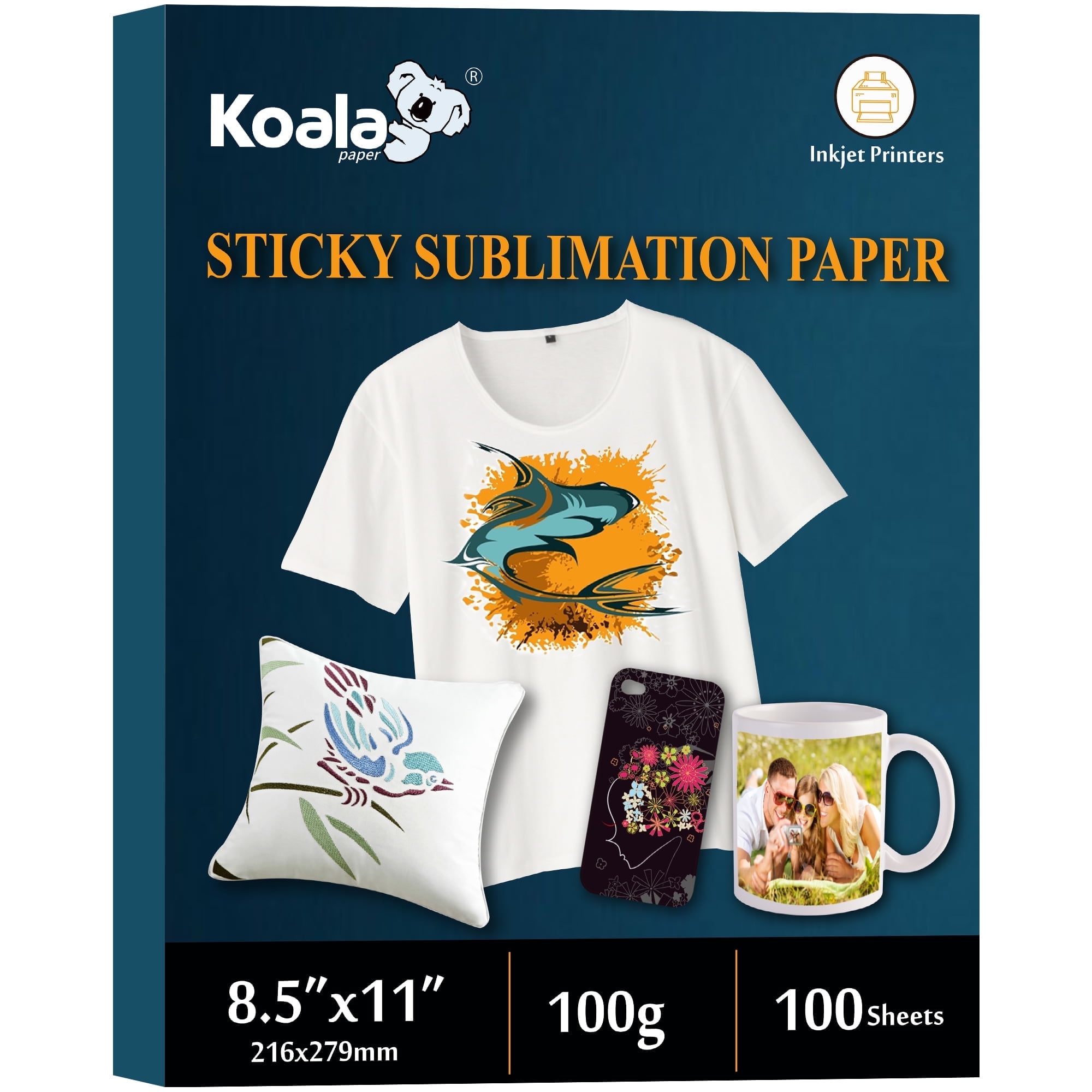 Koala Sublimation Paper 8.5x11 100 Sheets High Tacky Sticky Sublimation Printer Paper Heat ...