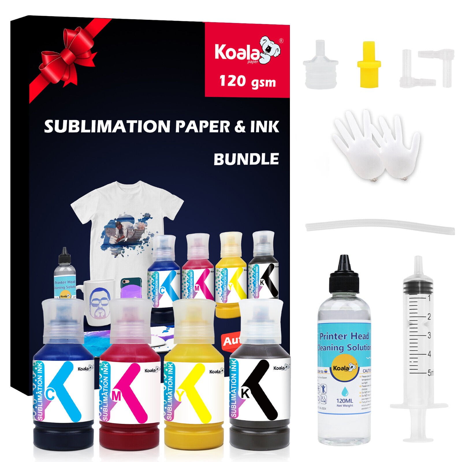 Koala Sublimation Paper and Ink Bundle Kit - 120gsm Paper 8.5x11 + 600ML Ink for Epson Dye ...