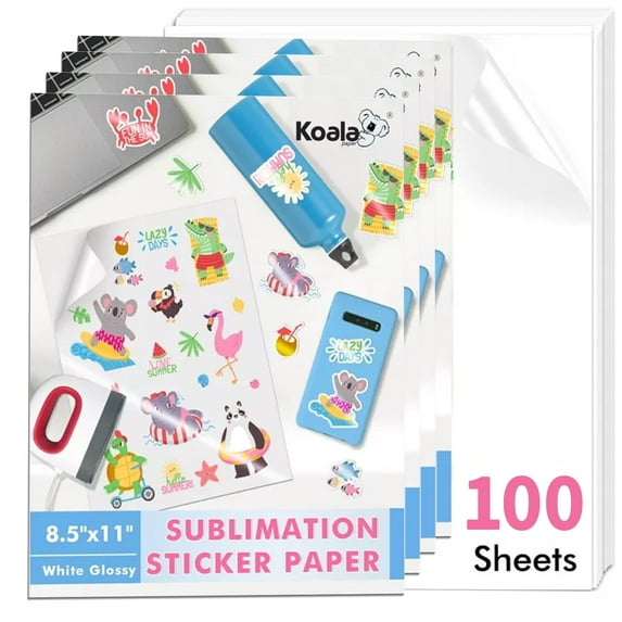 Koala Sublimation Sticker Paper Waterproof, 100 Sheets Bulk, Glossy ...