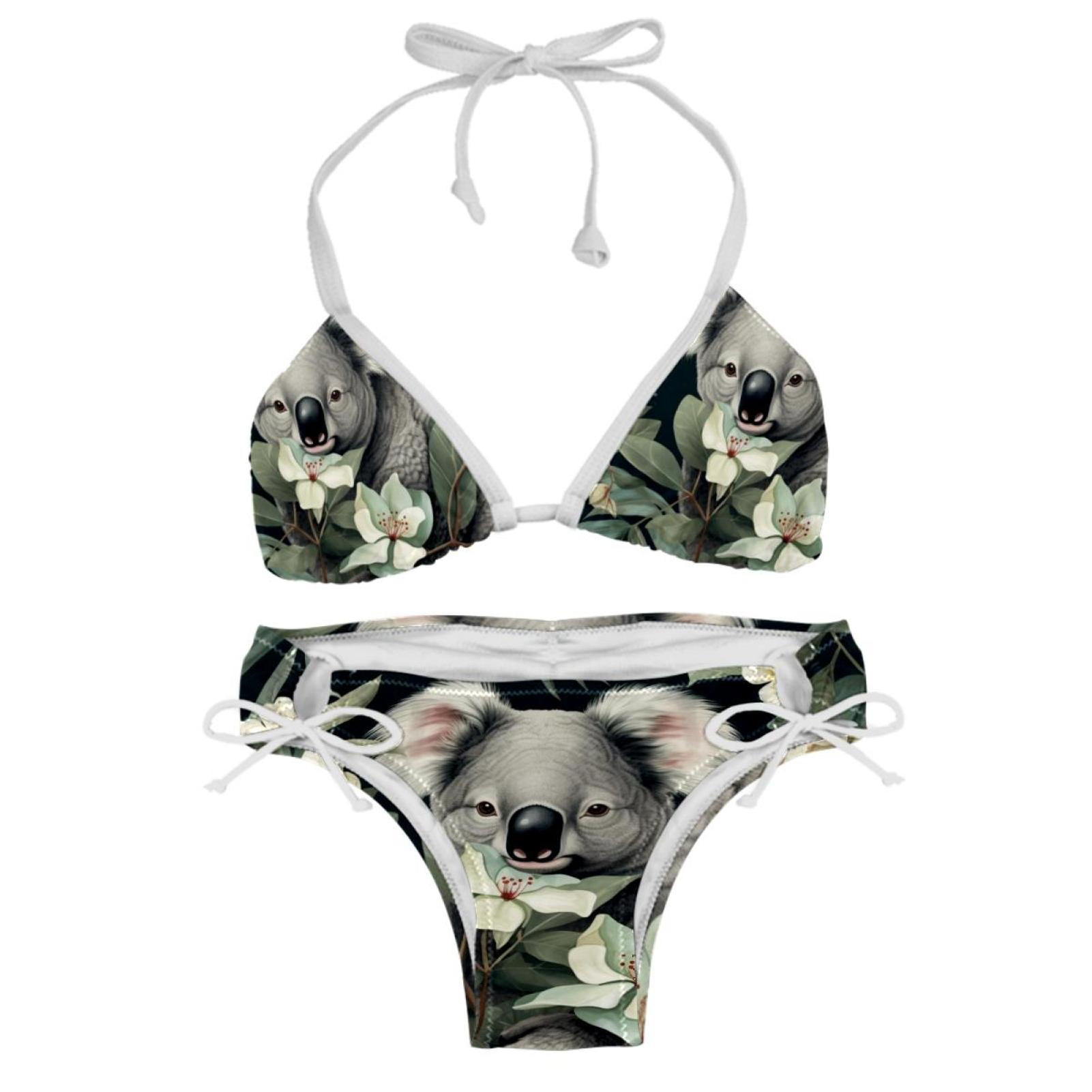 Koala Swimsuit Women Bikini Sets, Detachable Sponge Adjustable Strap ...