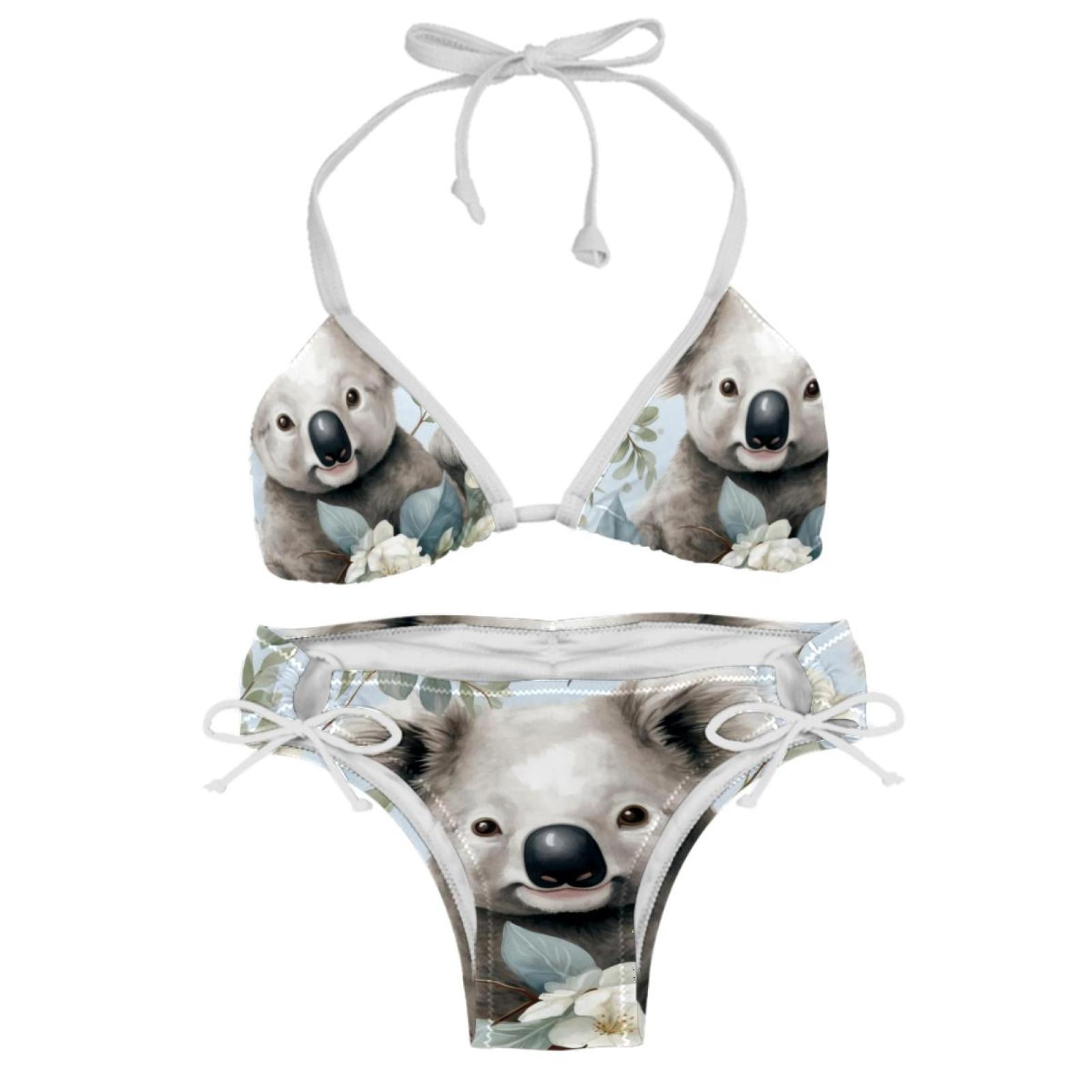 Koala Swimsuit Women Bikini Sets, Detachable Sponge Adjustable Strap ...
