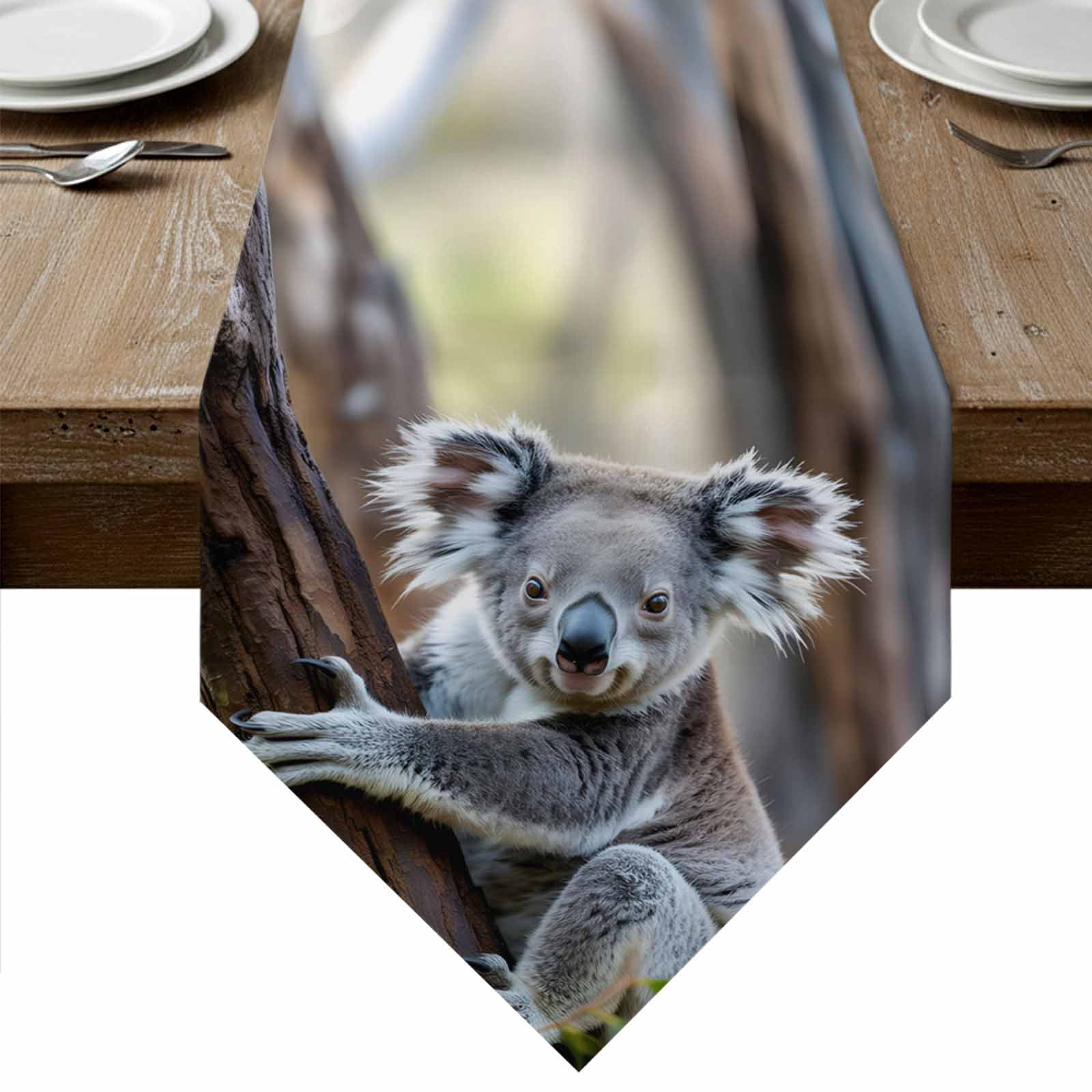 Koala Table Runner Linen Burlap Table Runner 72 Inches Long Grey ...