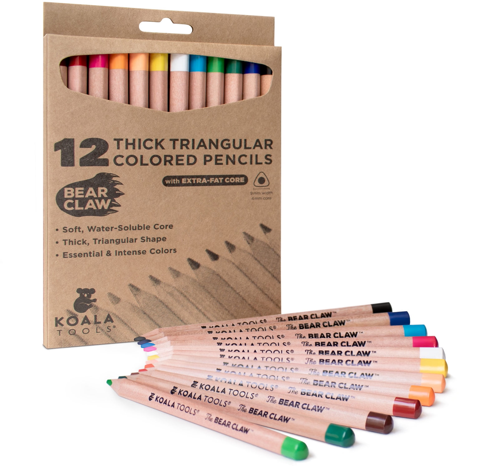 Koala Tools - Bear Claw 12-Pack Colored Pencils, Water Soluble, Art ...