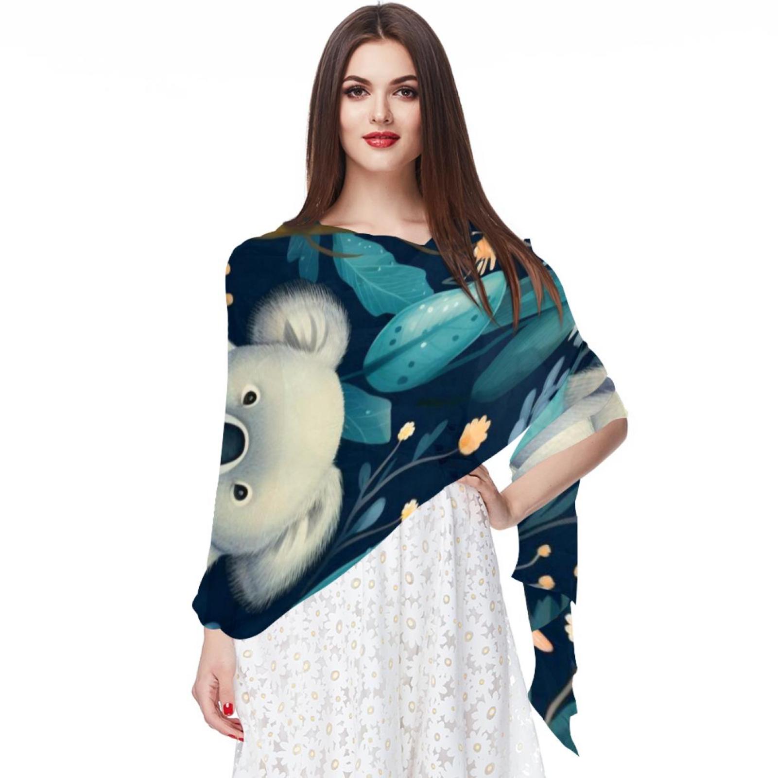 Koala Translucent Light and Breathable Chiffon Silk Scarf 70.86x28.7in ...