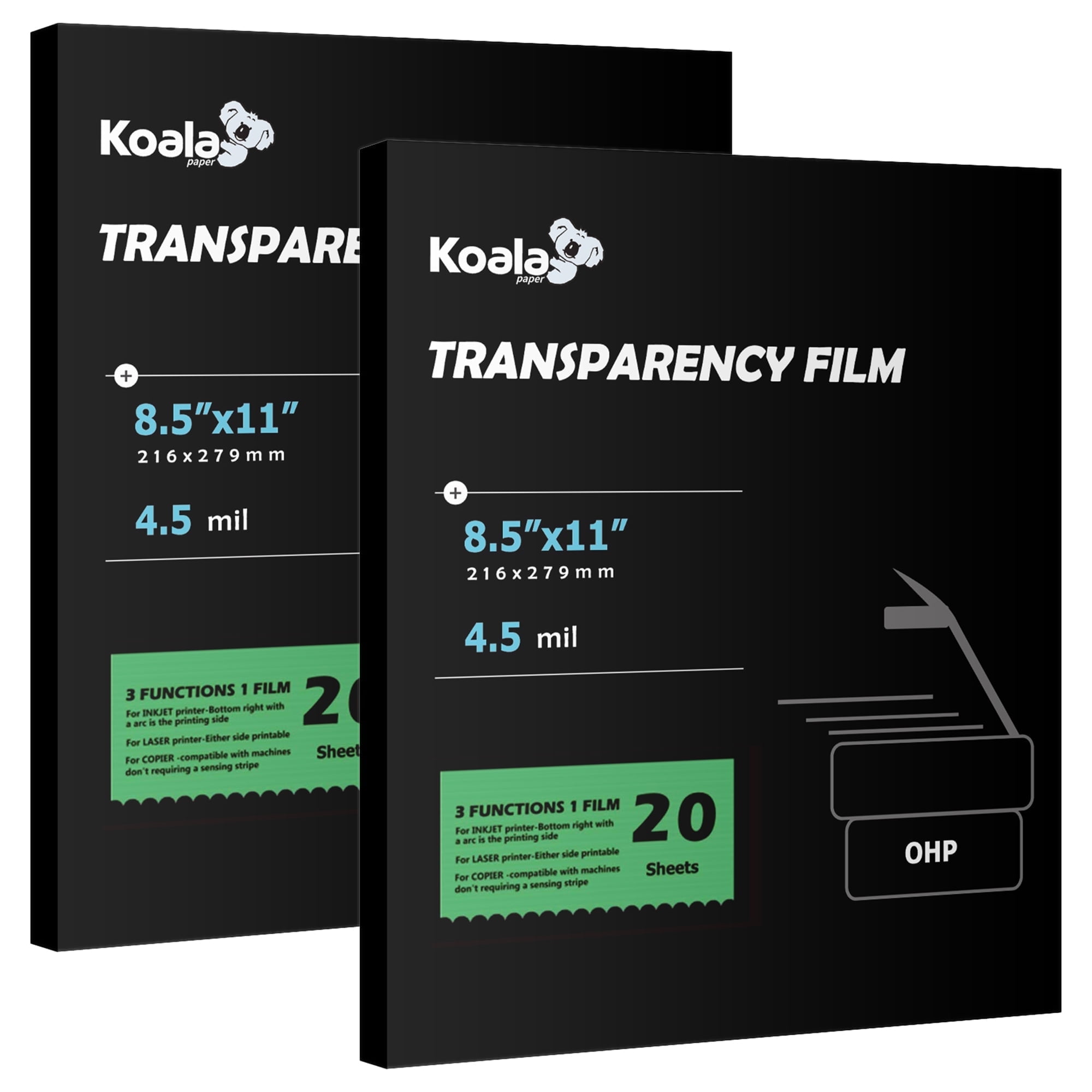 Koala Transparent Inkjet Printer Film, 50 Sheets, 8.5x11 Inches, for ...