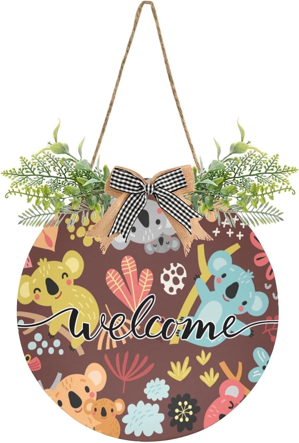 Koala Tropical Leaf Khaki Welcome Sign Farmhouse Front Porch Door ...