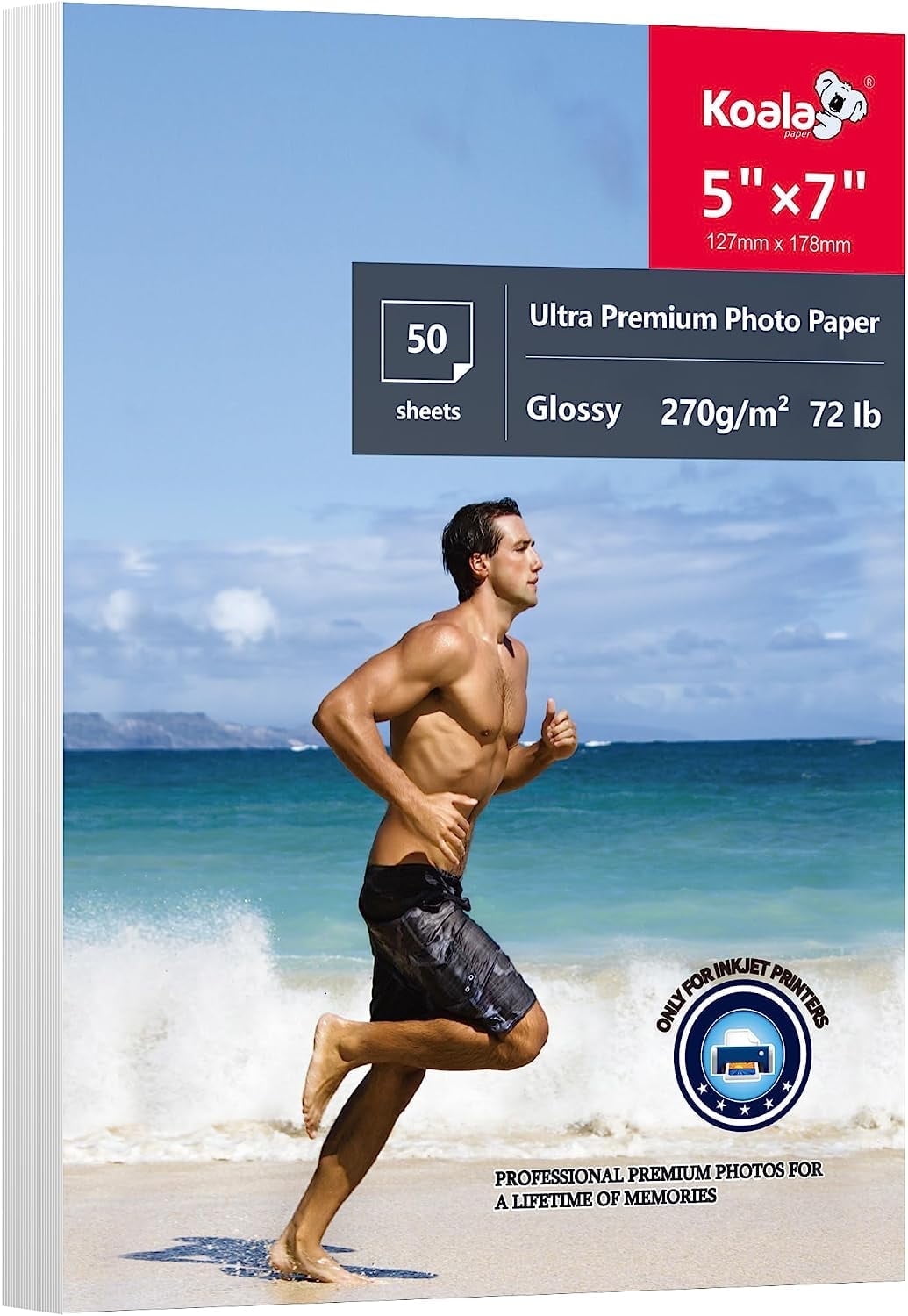 Koala Ultra Premium 72LB Photo Paper 5x7 for Inkjet Printers, Water ...