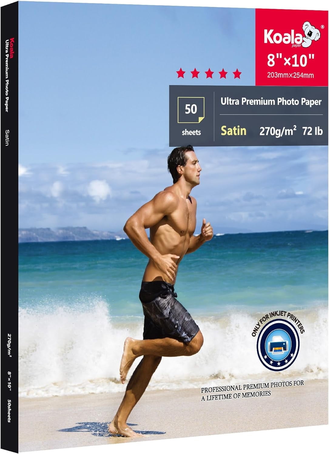 Koala Ultra Premium 72lb Photo Paper 8x10 Satin Photo Paper for Inkjet Printer Water-Resistant ...