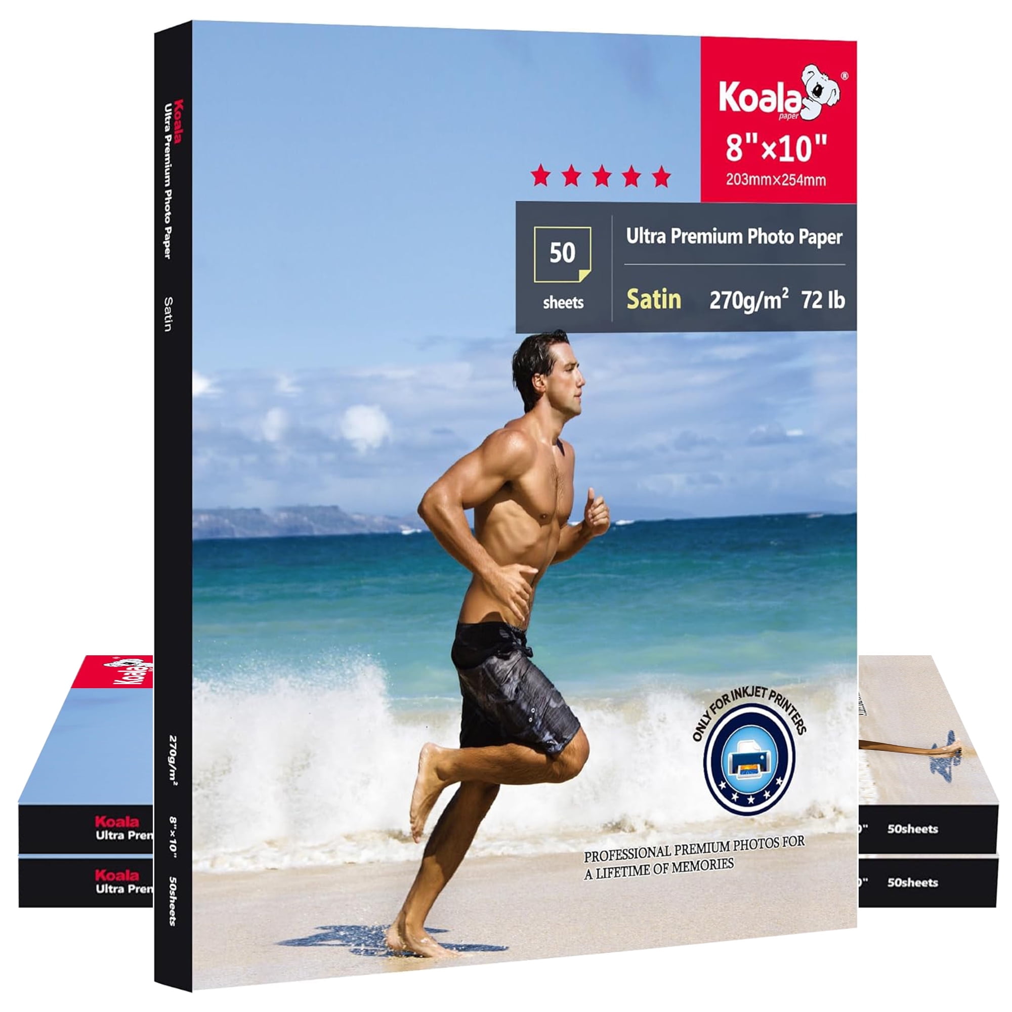Koala Ultra Premium 72lb Satin Photo Paper 8x10, 150 Sheets Bulk for ...