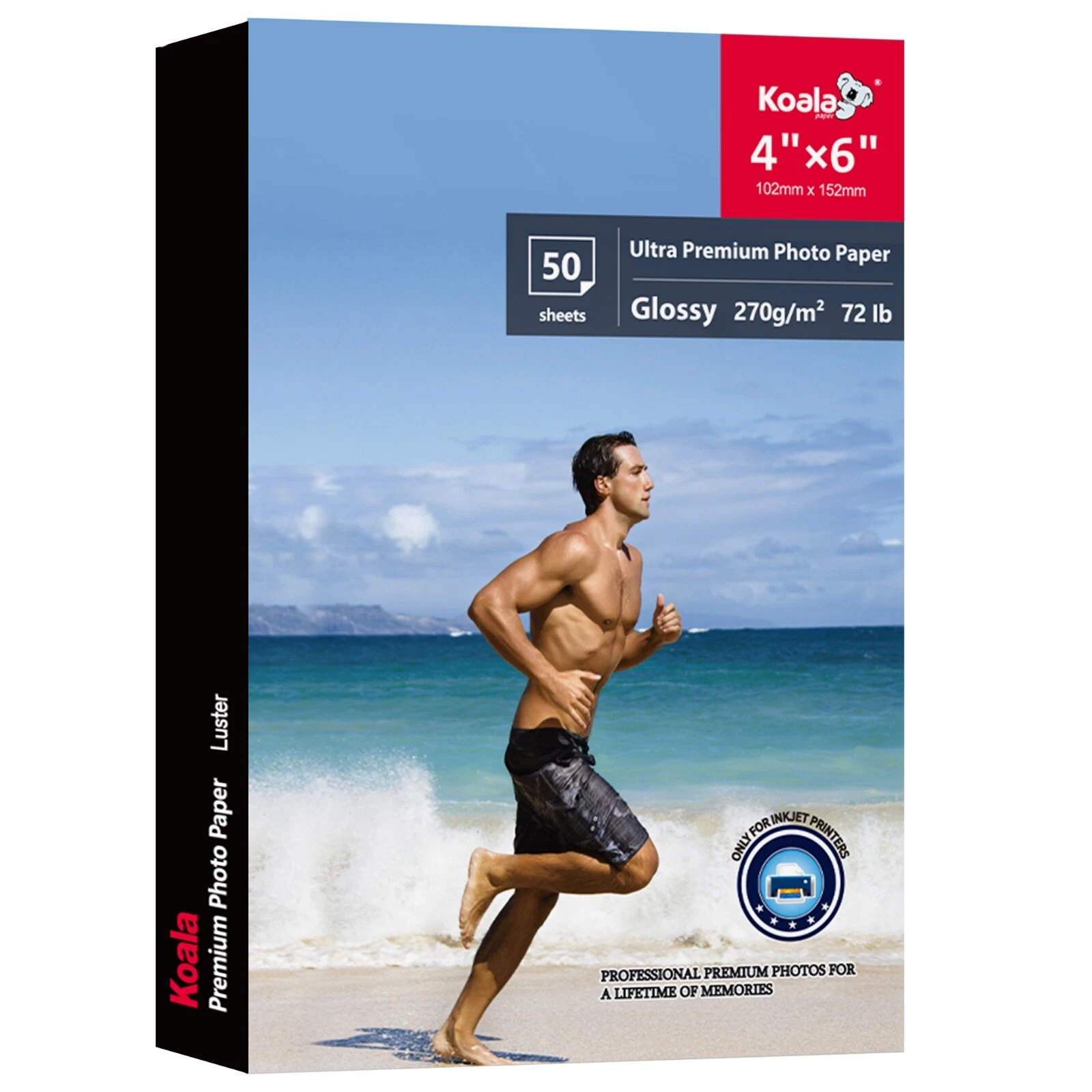 Koala Ultra Premium Glossy Photo Paper 4X6, 72lb 12Mil, for Inkjet Printers Epson, HP, Canon, 50 ...
