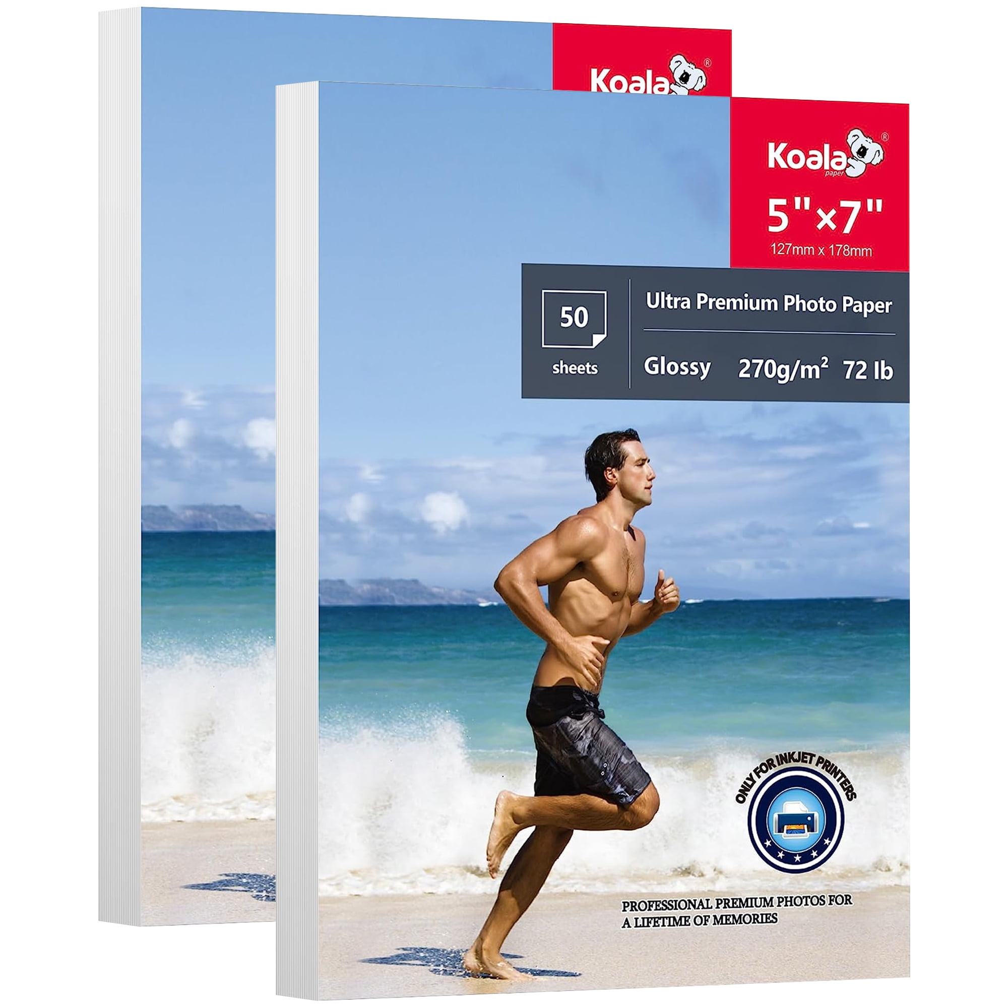 Koala Ultra Premium Glossy Photo Paper 5x7 100 Counts 72lb Photo Printer Picture Paper for ...