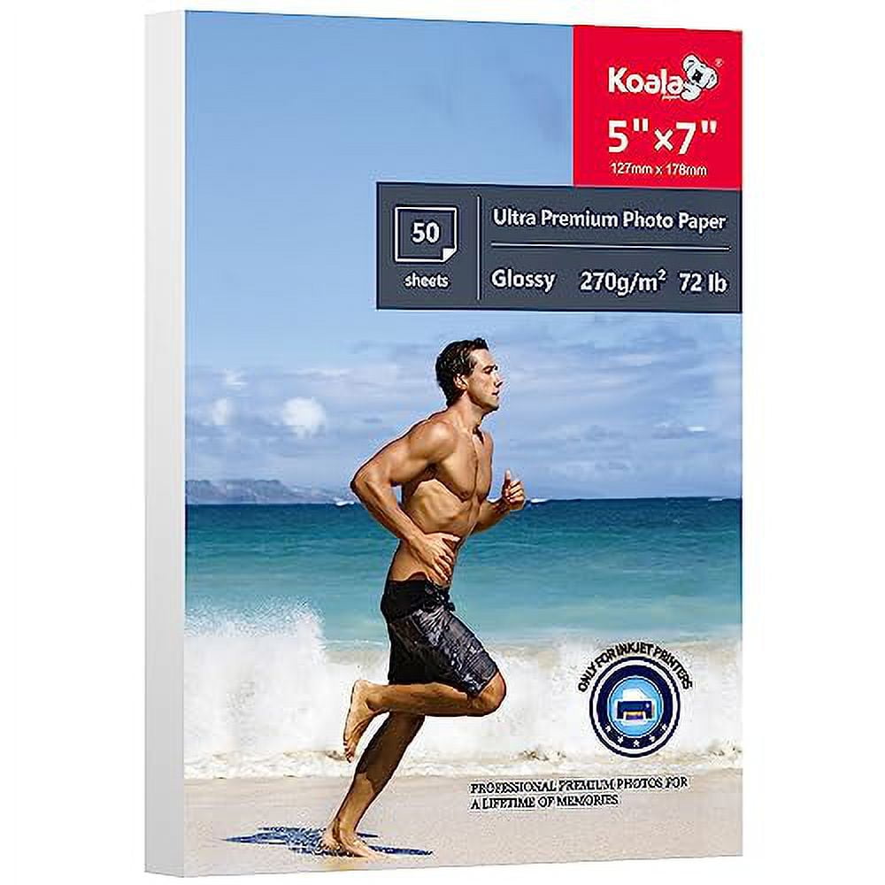 Koala Ultra Premium Photo Paper 5x7 In Glossy Photo Printer Paper for Inkjet Printer Water ...