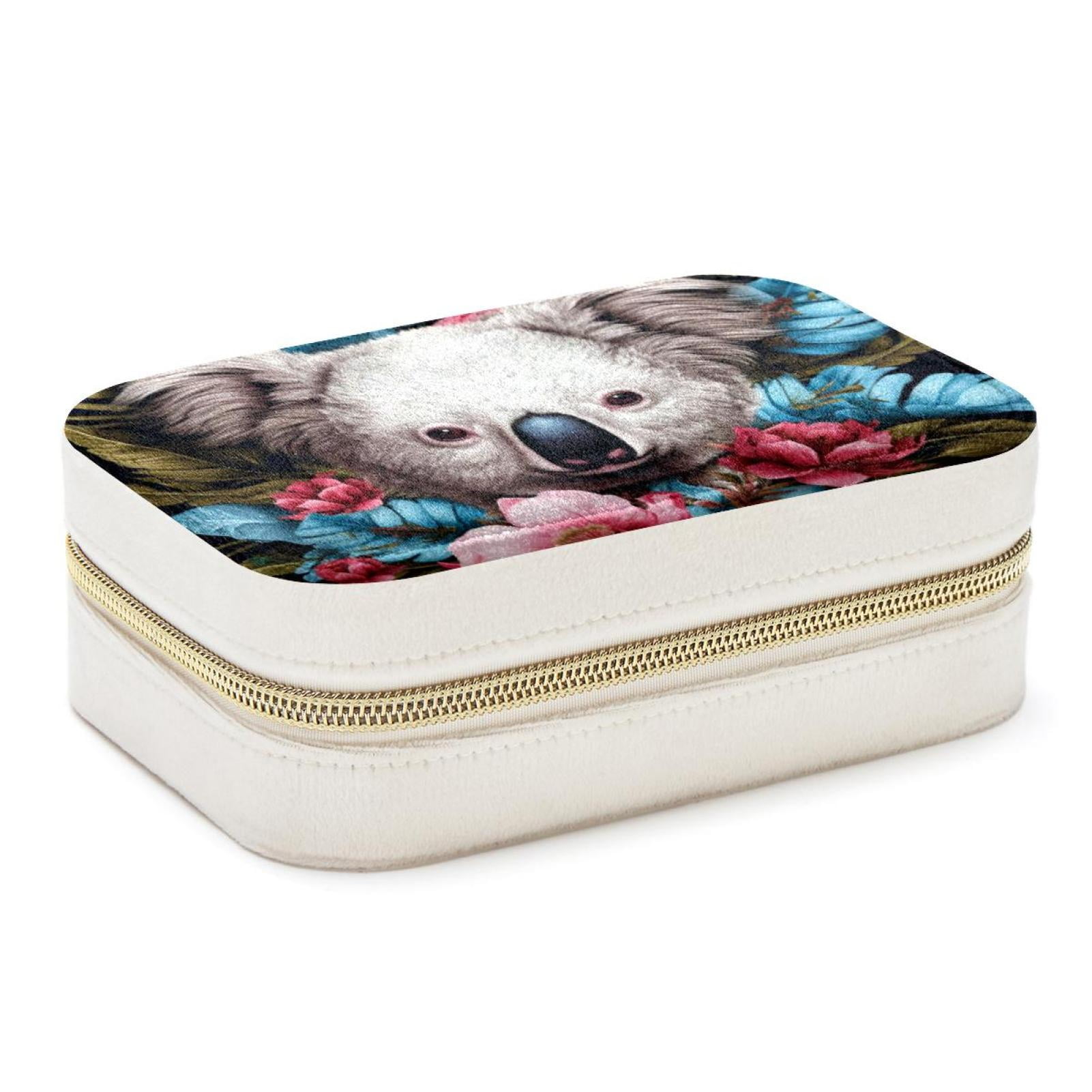 Koala Velvet Portable Jewelry Box with Removable Compartment - Ideal ...